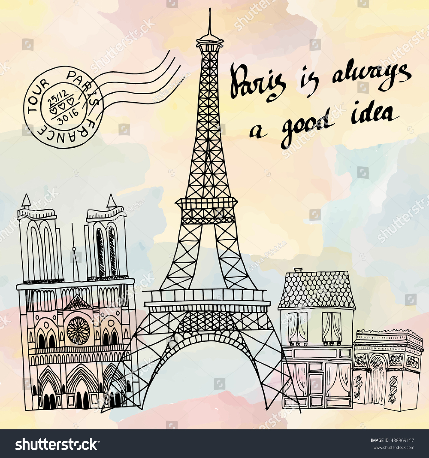 Vintage Paris Postcard Stock Vector (Royalty Free) 438969157 | Shutterstock