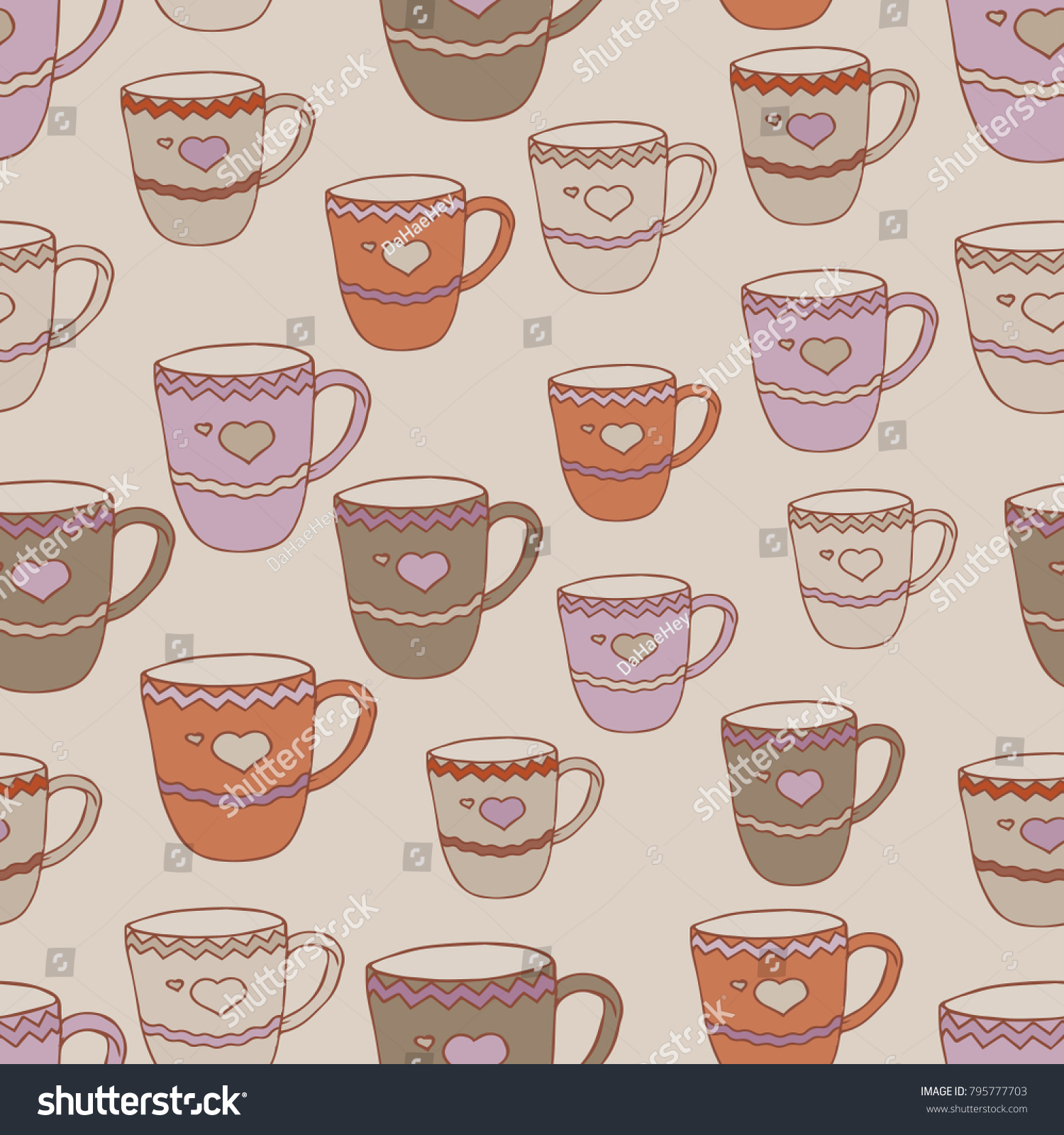 Vintage Pattern Cups Vector Illustration Stock Vector (Royalty Free ...