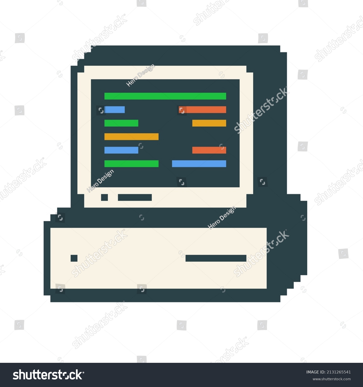 Vintage Pixel Old Computer High Detailed Stock Vector (Royalty Free ...