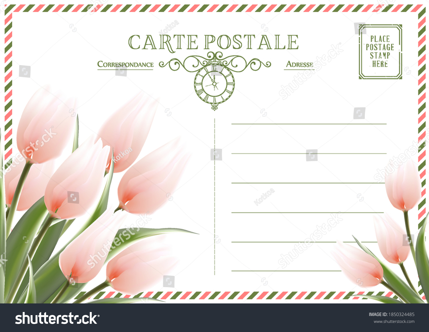 Vintage Postcard Background Template Vector Illustration Stock Vector ...