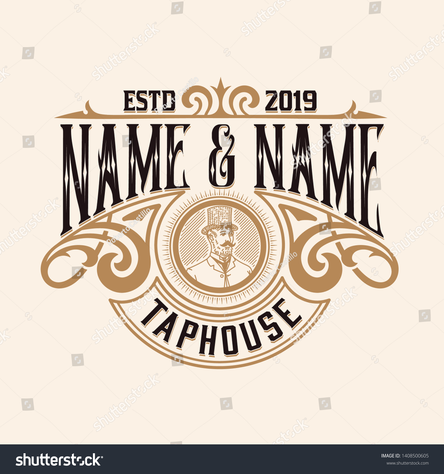 Vintage Pub Logo Vector Layered Stock Vector (Royalty Free) 1408500605 ...
