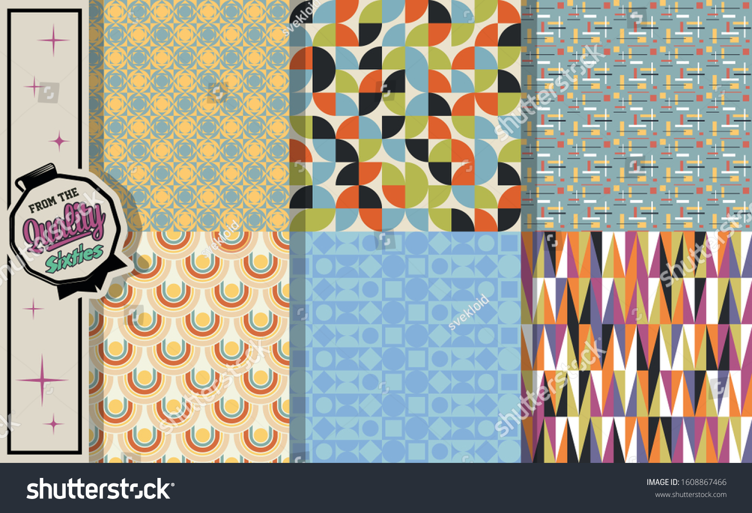 Vintage Repeated Patterns 1960s Backgrounds Set: vector de stock (libre ...