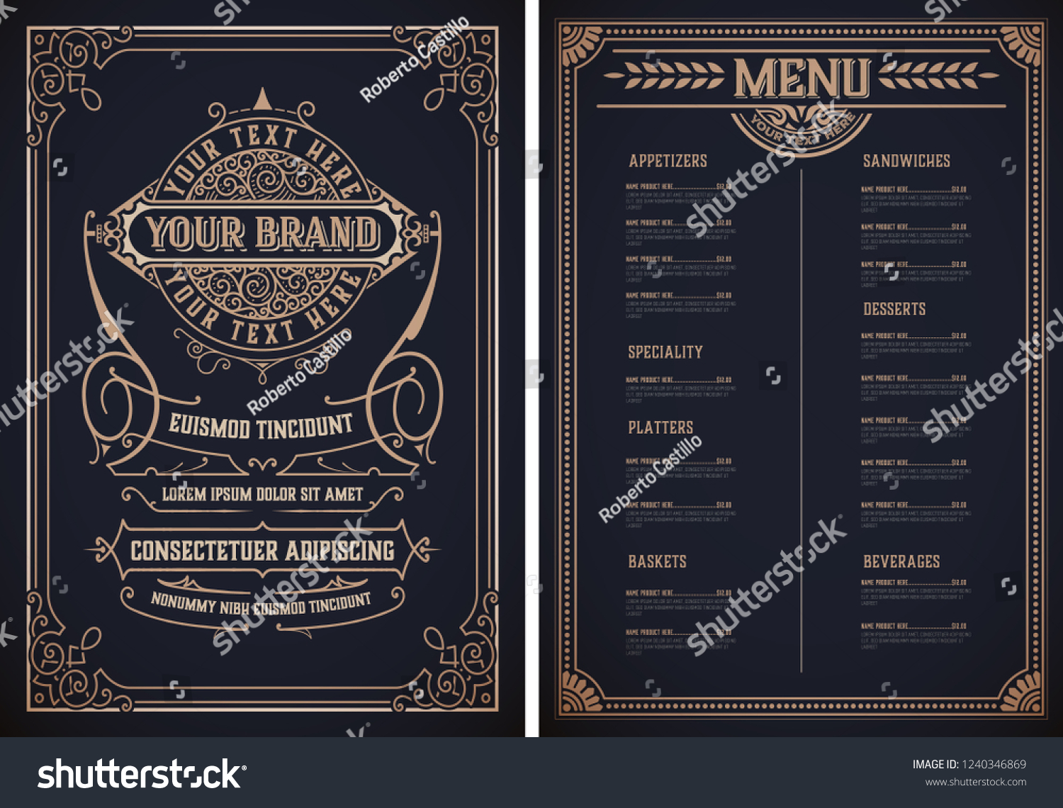 Vintage Restaurant Menu Template Vector Layered Stock Vector (Royalty ...