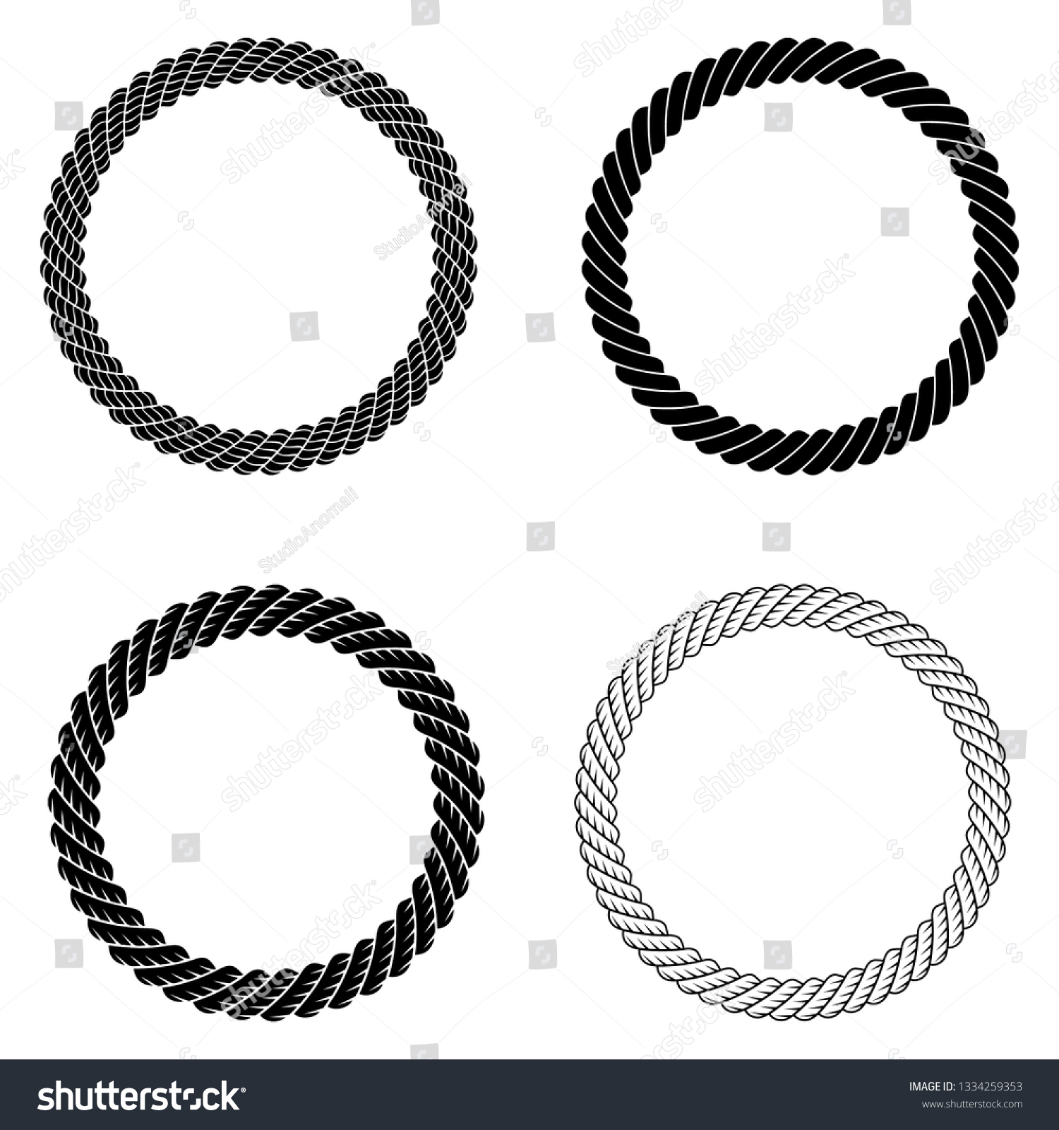 Vintage Rope Border Frame Vector Stock Vector (Royalty Free) 1334259353