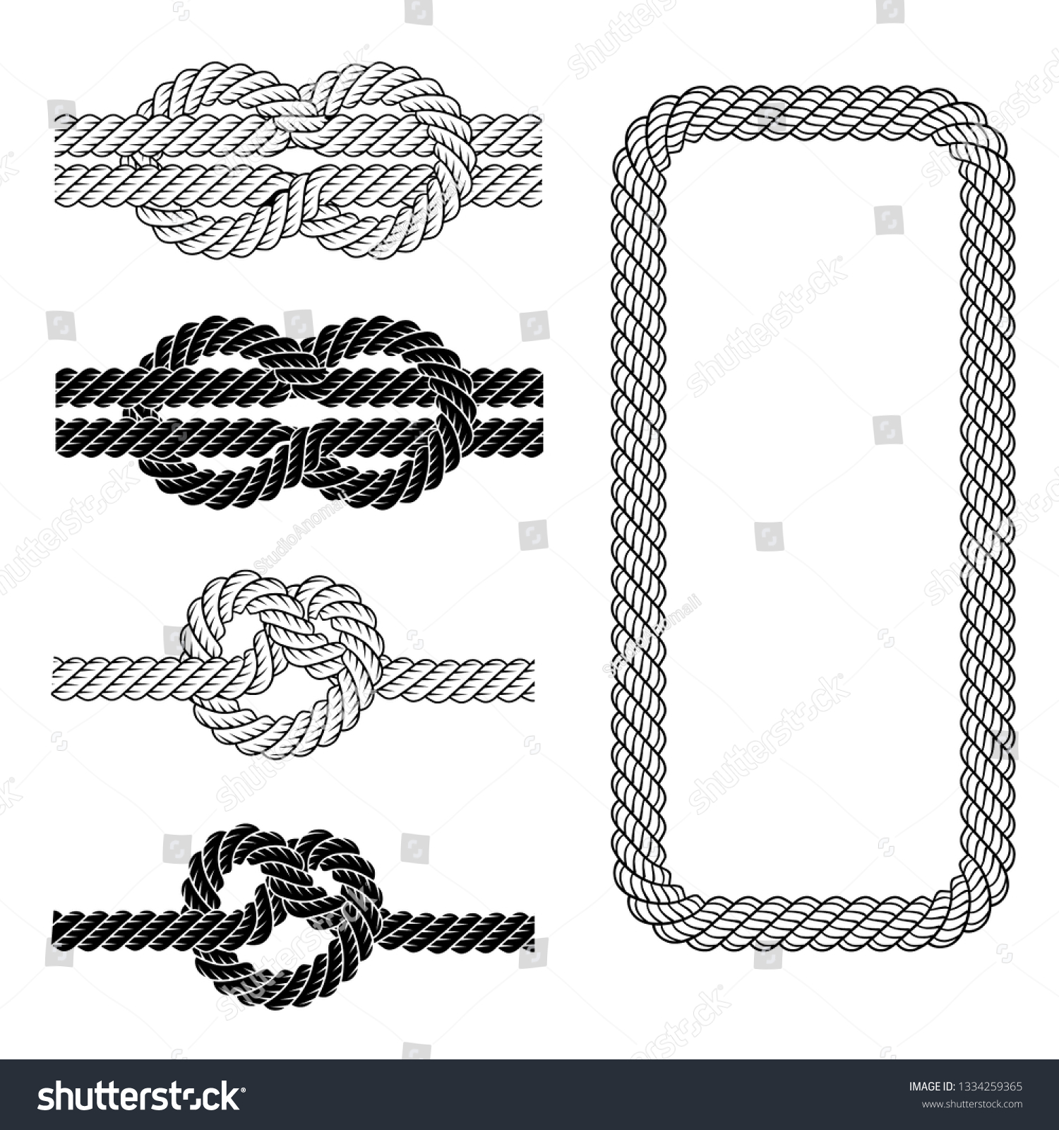Vintage Rope Border Frame Vector Stock Vector (Royalty Free) 1334259365