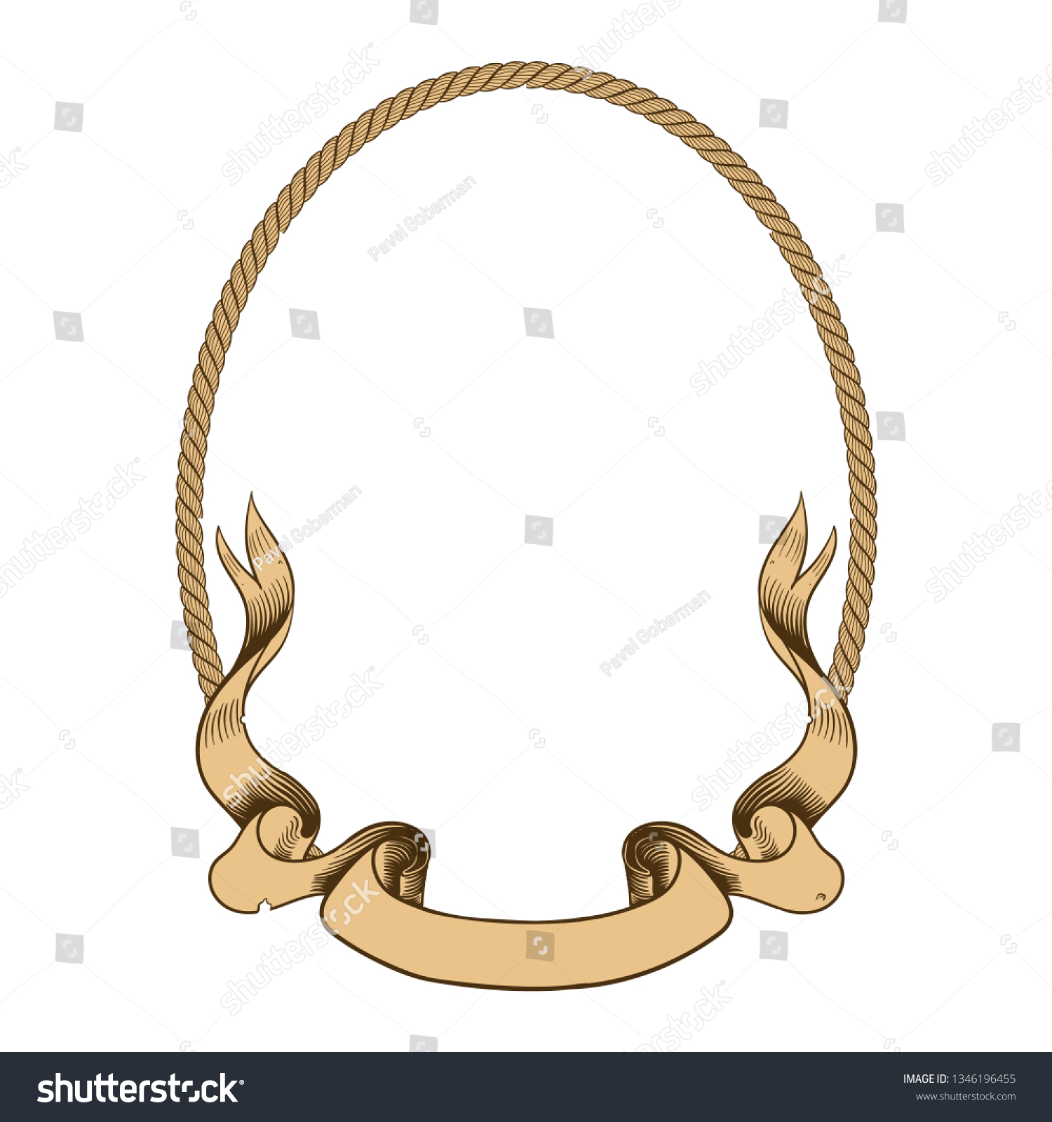Vintage Rope Frames Ribbons Oval Rope Stock Vector (Royalty Free ...