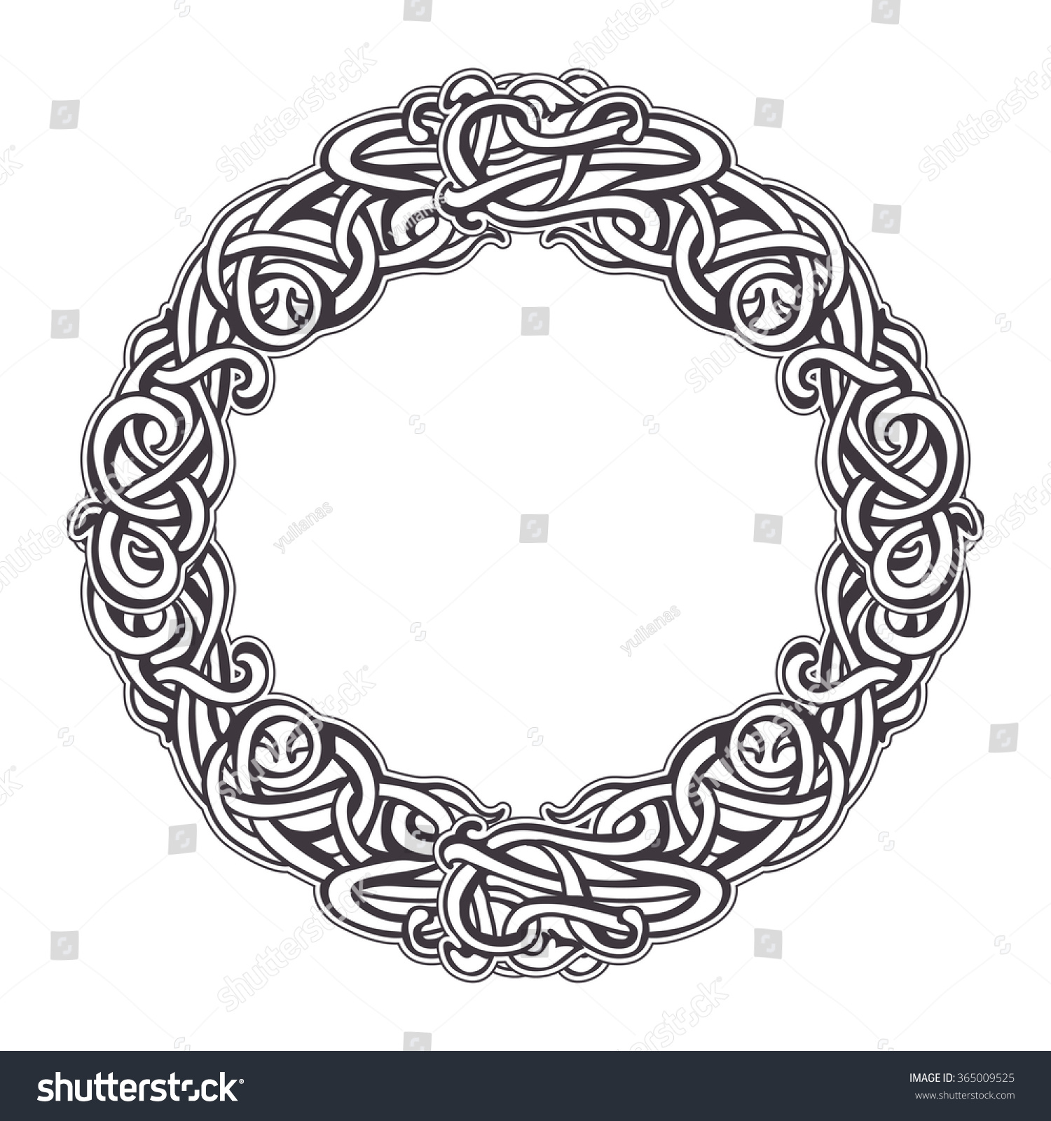Vintage Round Frame Interlocking Elements Stock Vector (Royalty Free ...