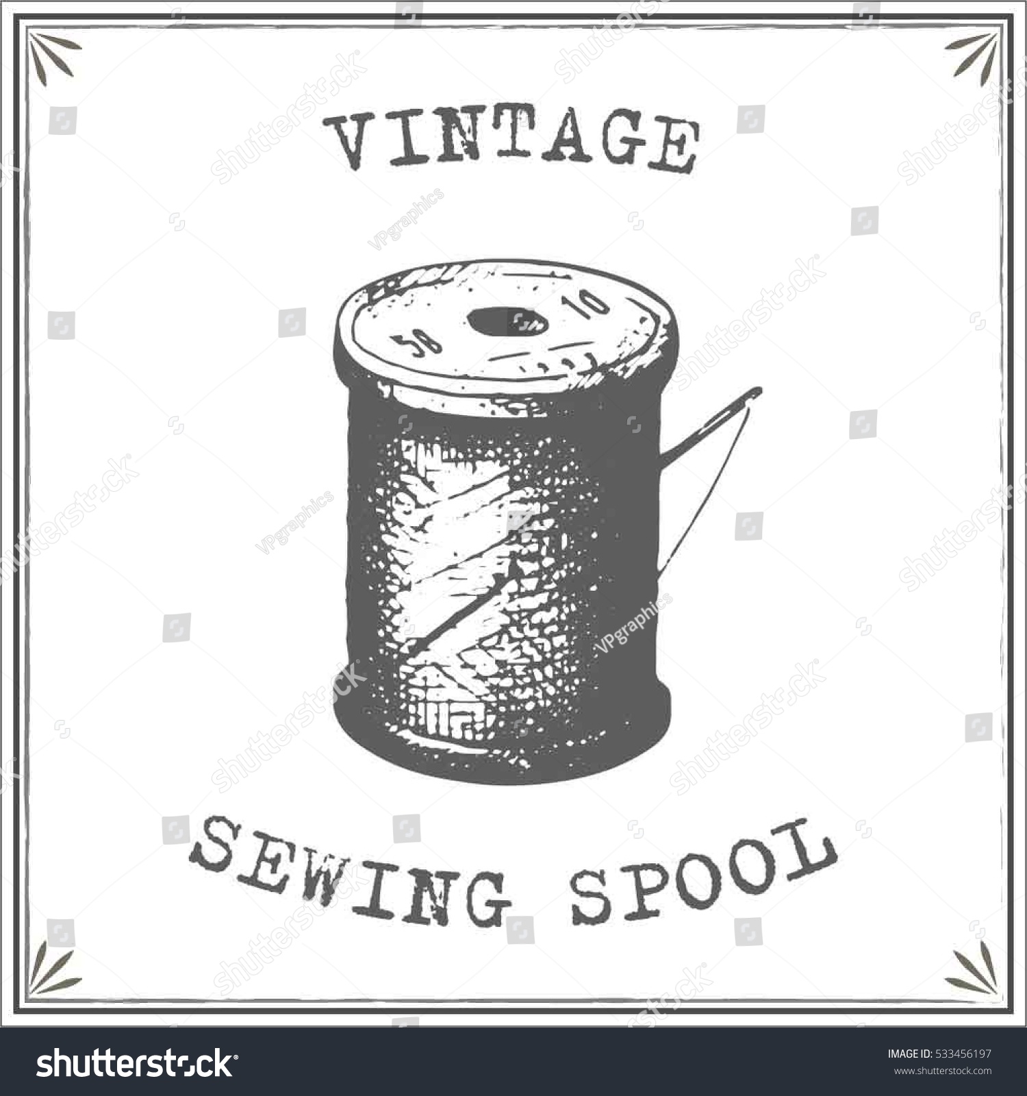 Vintage Sewing Spool Vector Stock Vector (Royalty Free) 533456197 ...