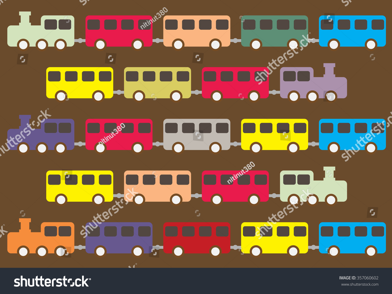 Vintage Steam Train Pattern Stock Vector (Royalty Free) 357060602 ...