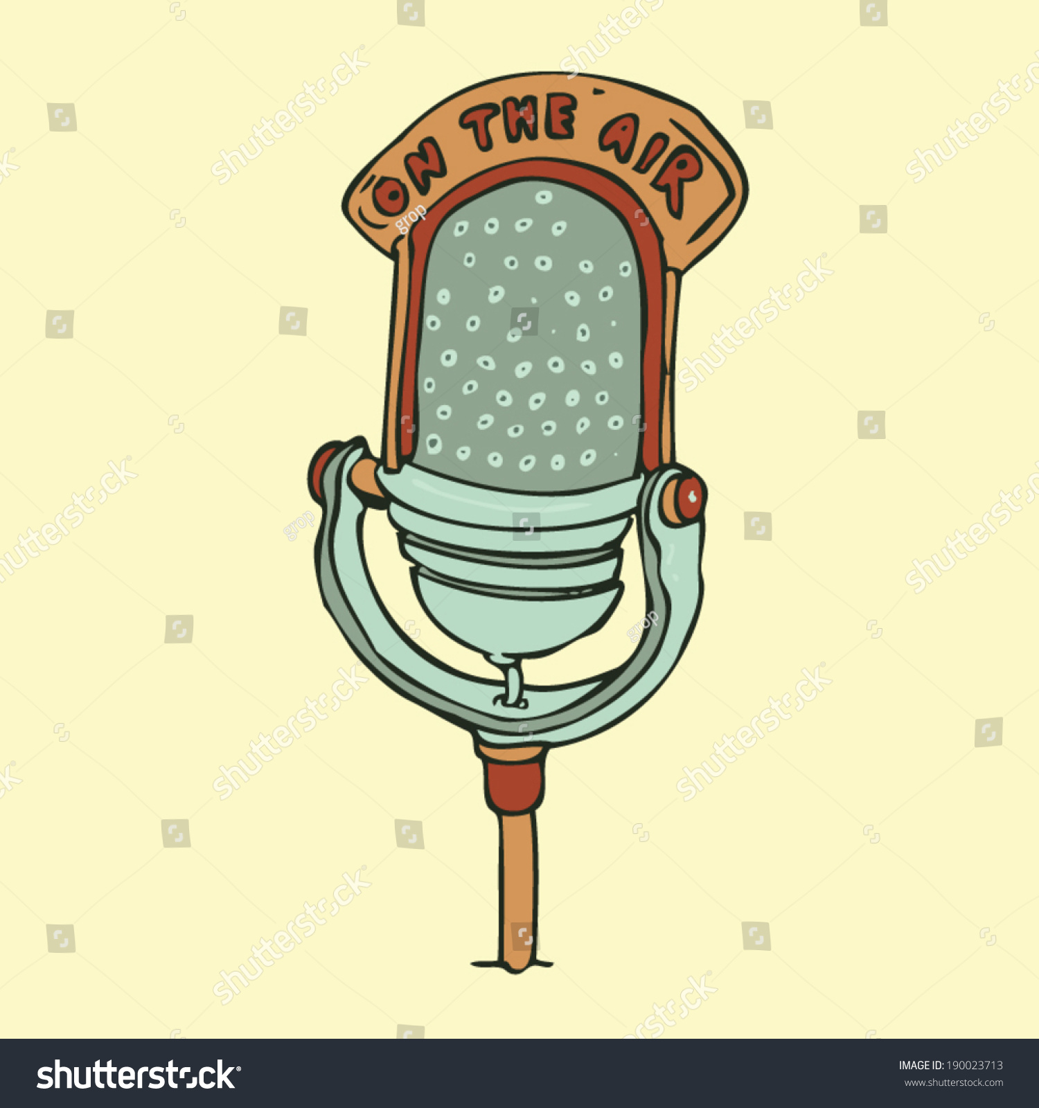 Vintage Studio Microphone Vector Illustration Hand: เวกเตอร์สต็อก (ปลอด ...