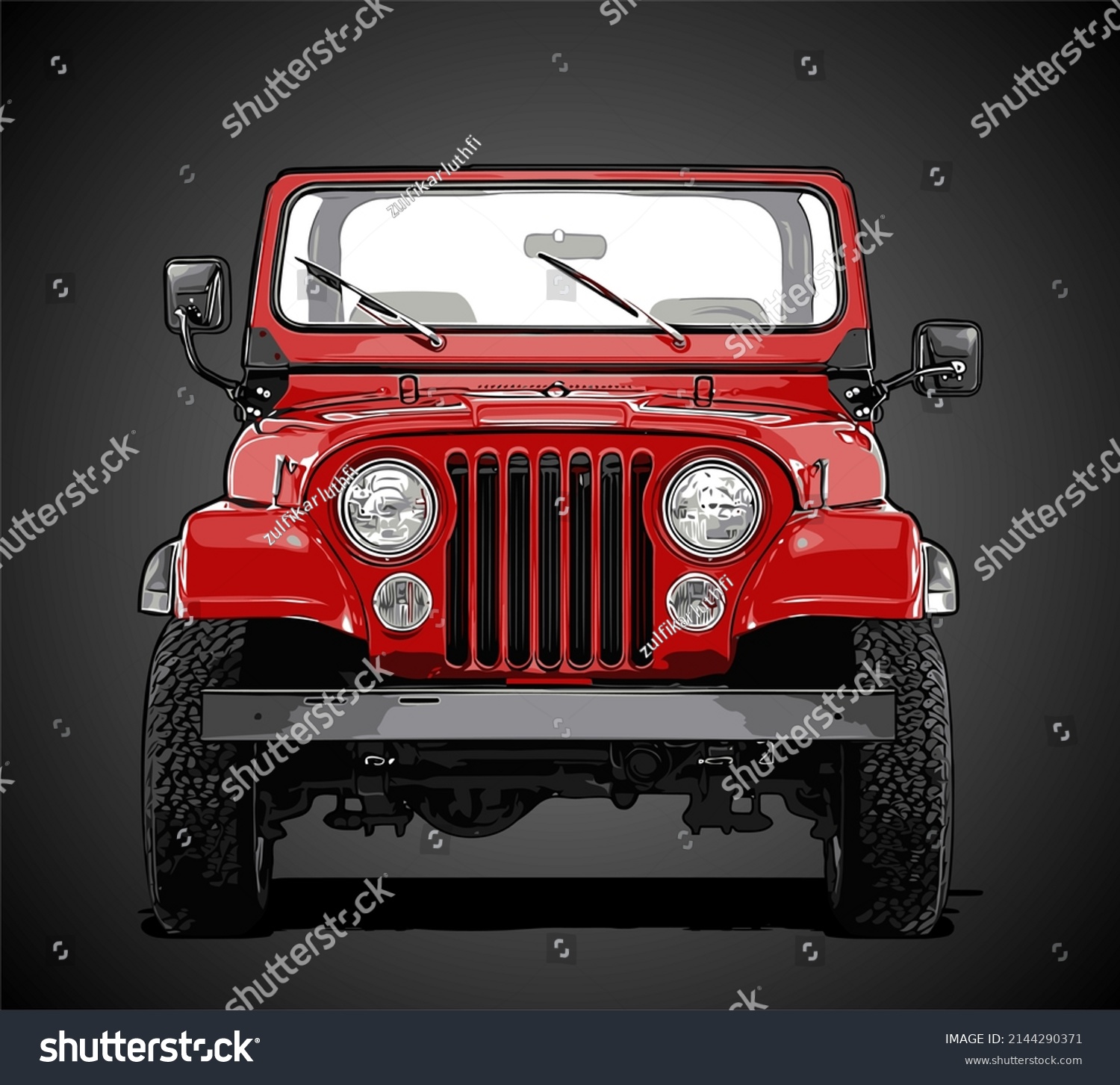 Vintage Suv Front View Vector Template Stock Vector (Royalty Free ...