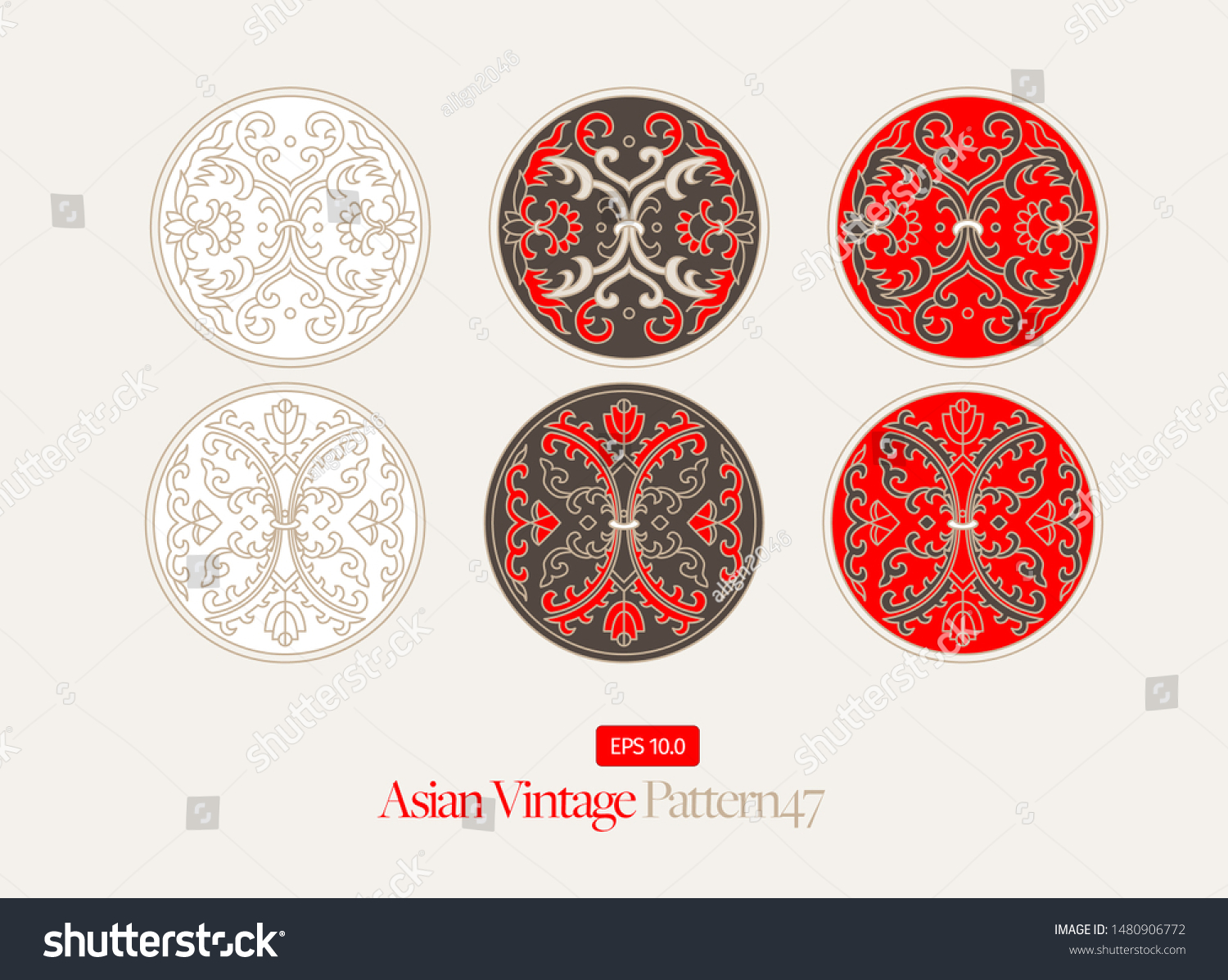 Vintage Symmetrical Asian Pattern Vector Stock Vector (Royalty Free ...