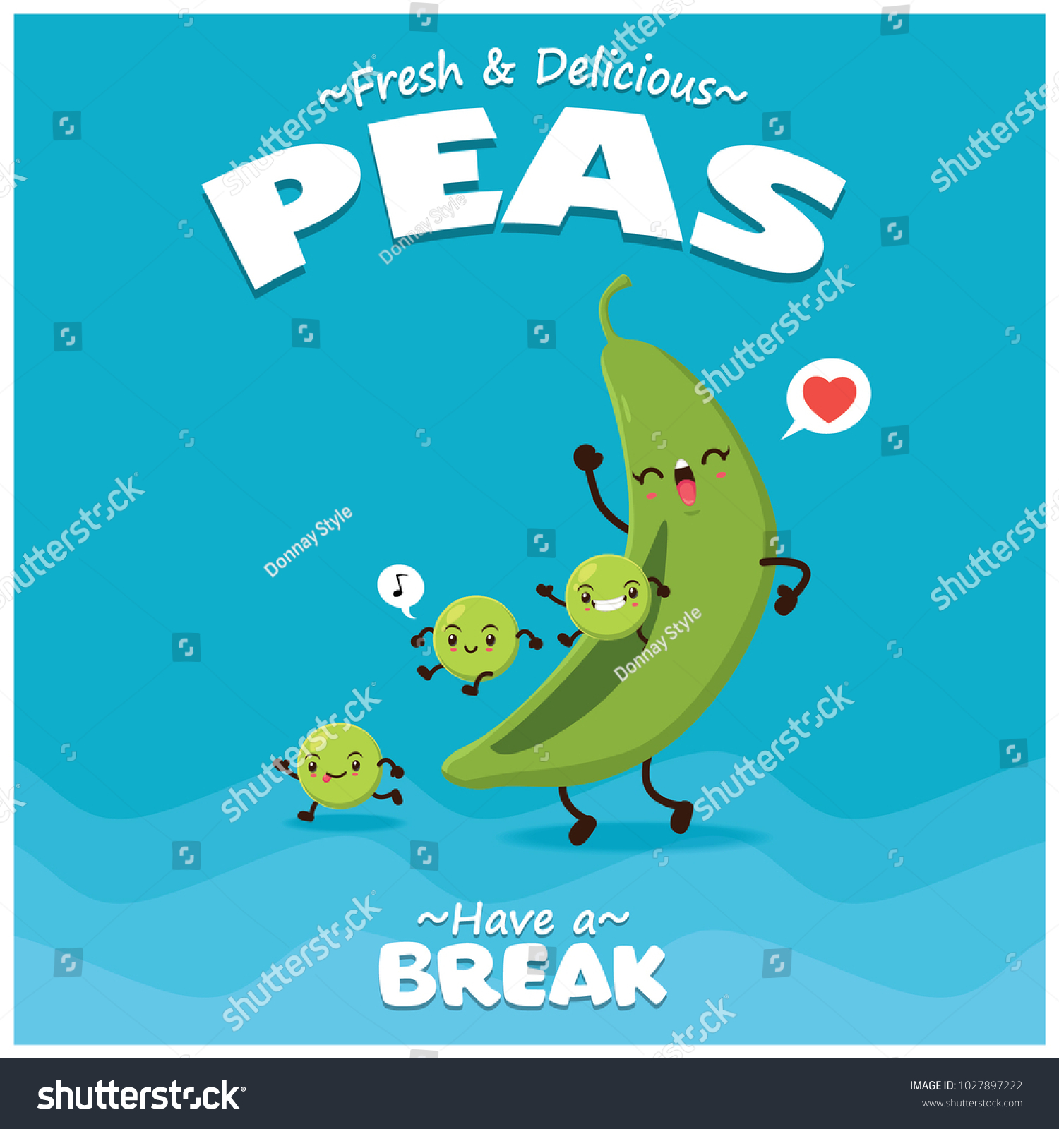 Vintage Vegetable Poster Design Vector Pea Stock Vector (Royalty Free ...