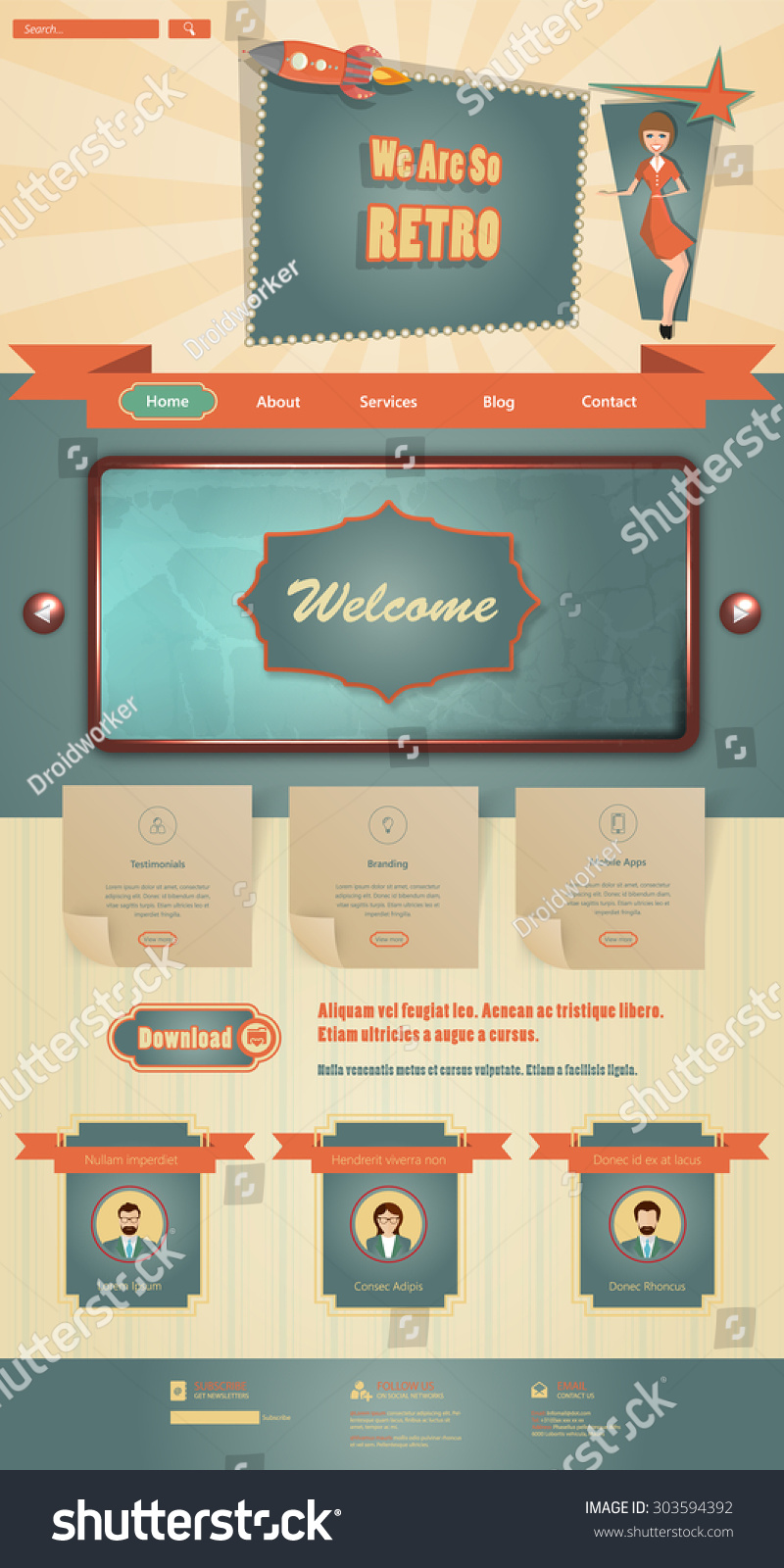 Vintage Website Elements Template Design Stock Vector (Royalty Free ...