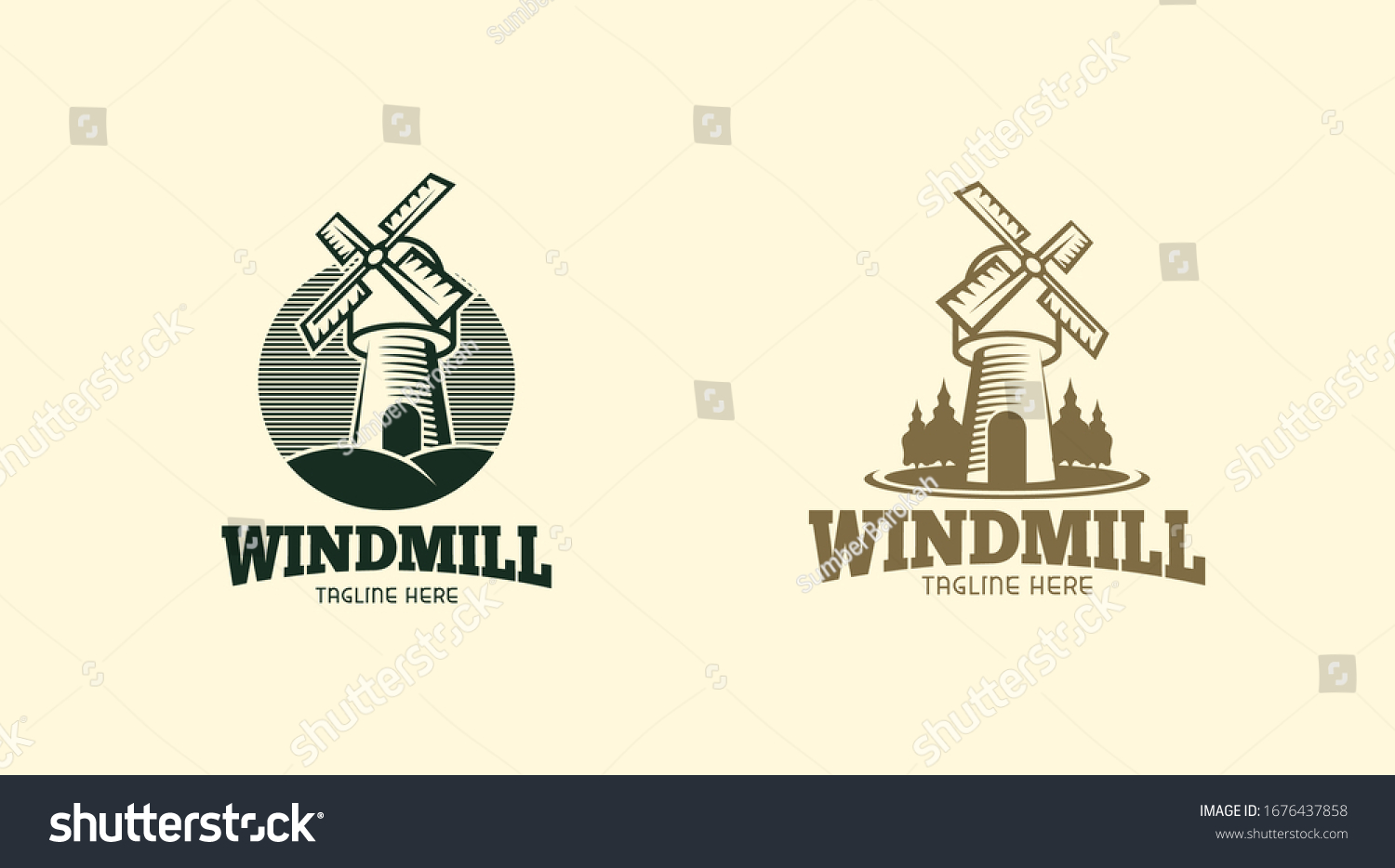 Vintage Windmill Logo Concept Vector Illustration Stock Vector (Royalty ...