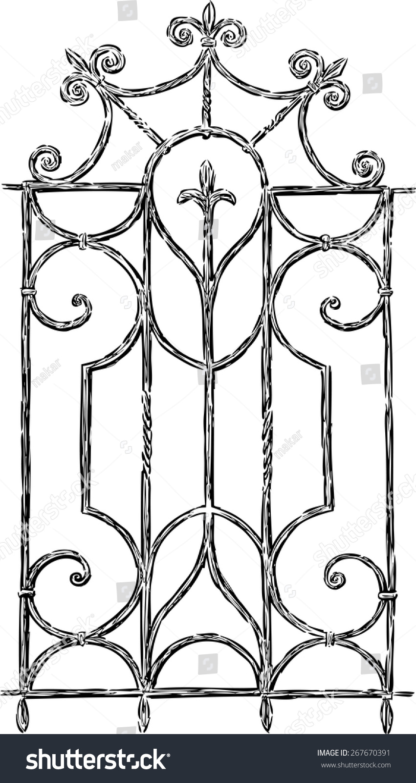 Vintage Window Grill Stock Vector 267670391 - Shutterstock