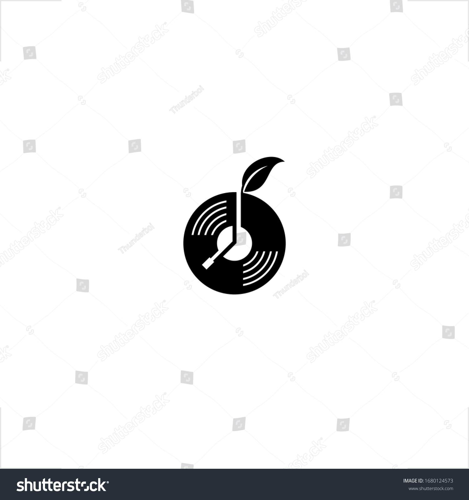 Vinyl Disc Logo Fruit Leaf Design Stock Vector (Royalty Free) 1680124573 | Shutterstock