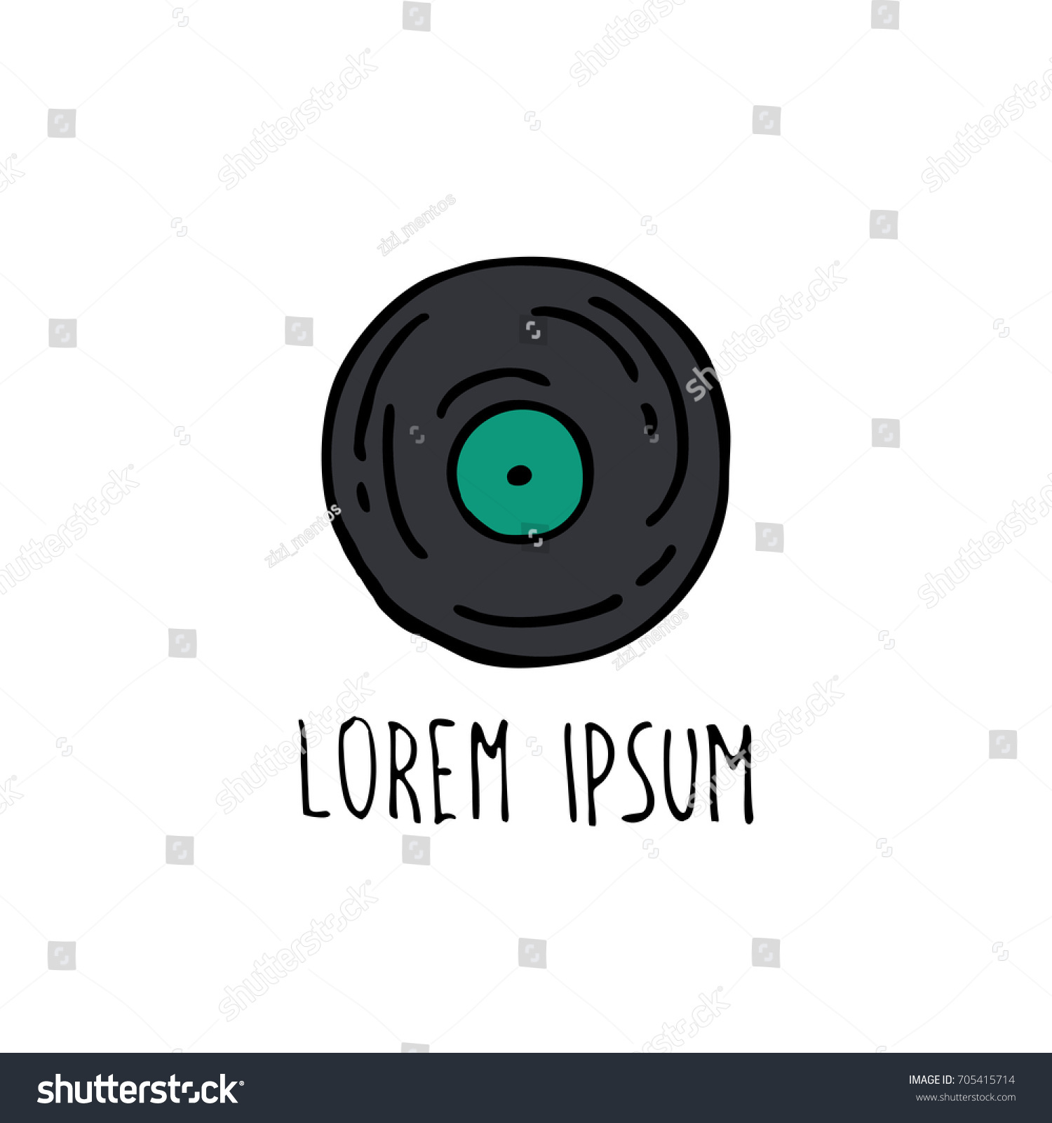 Vinyl Record Doodle Icon Stock Vector (Royalty Free) 705415714