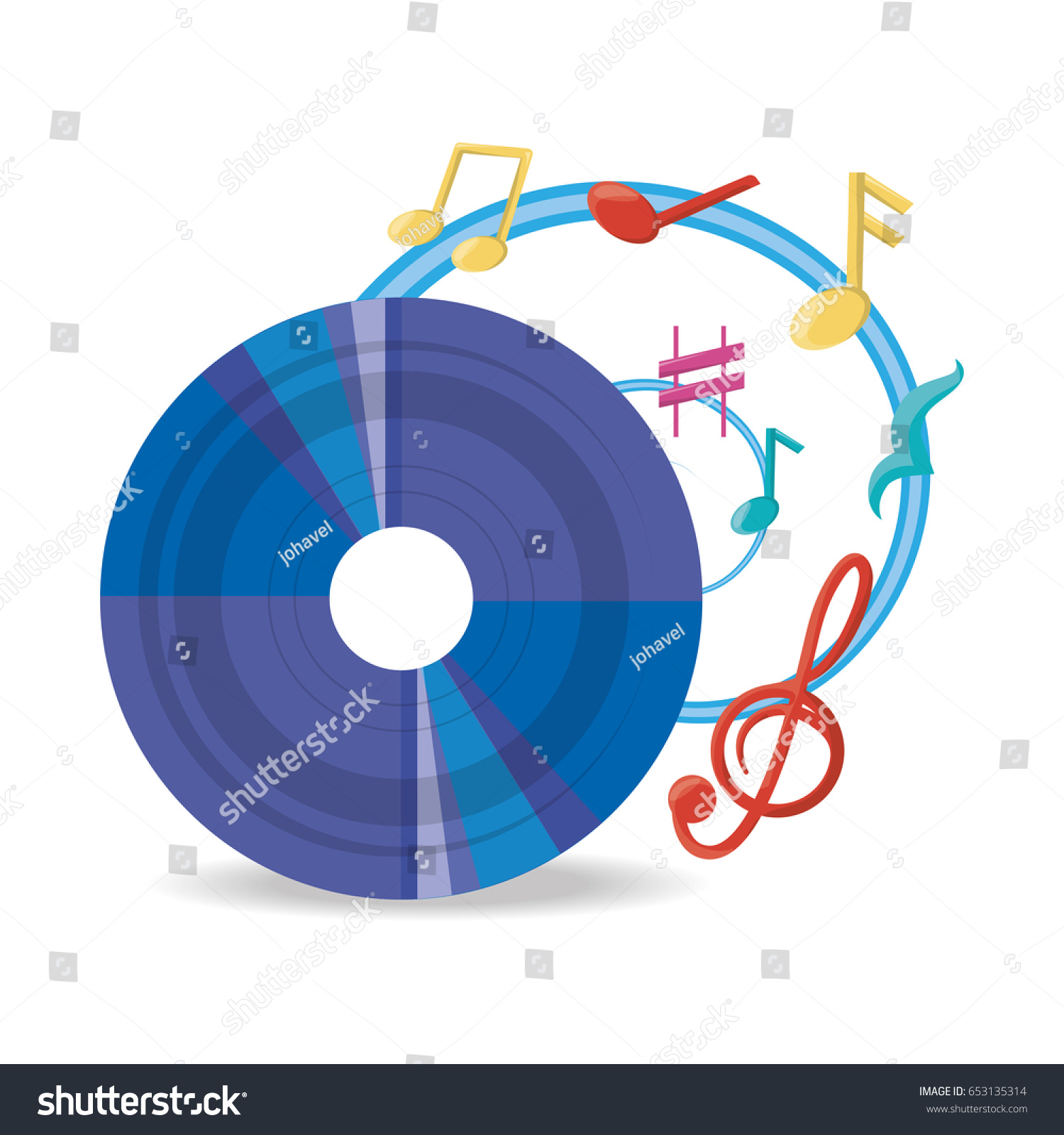 Vinyl Record Musical Notes Stock Vector (Royalty Free) 653135314 ...