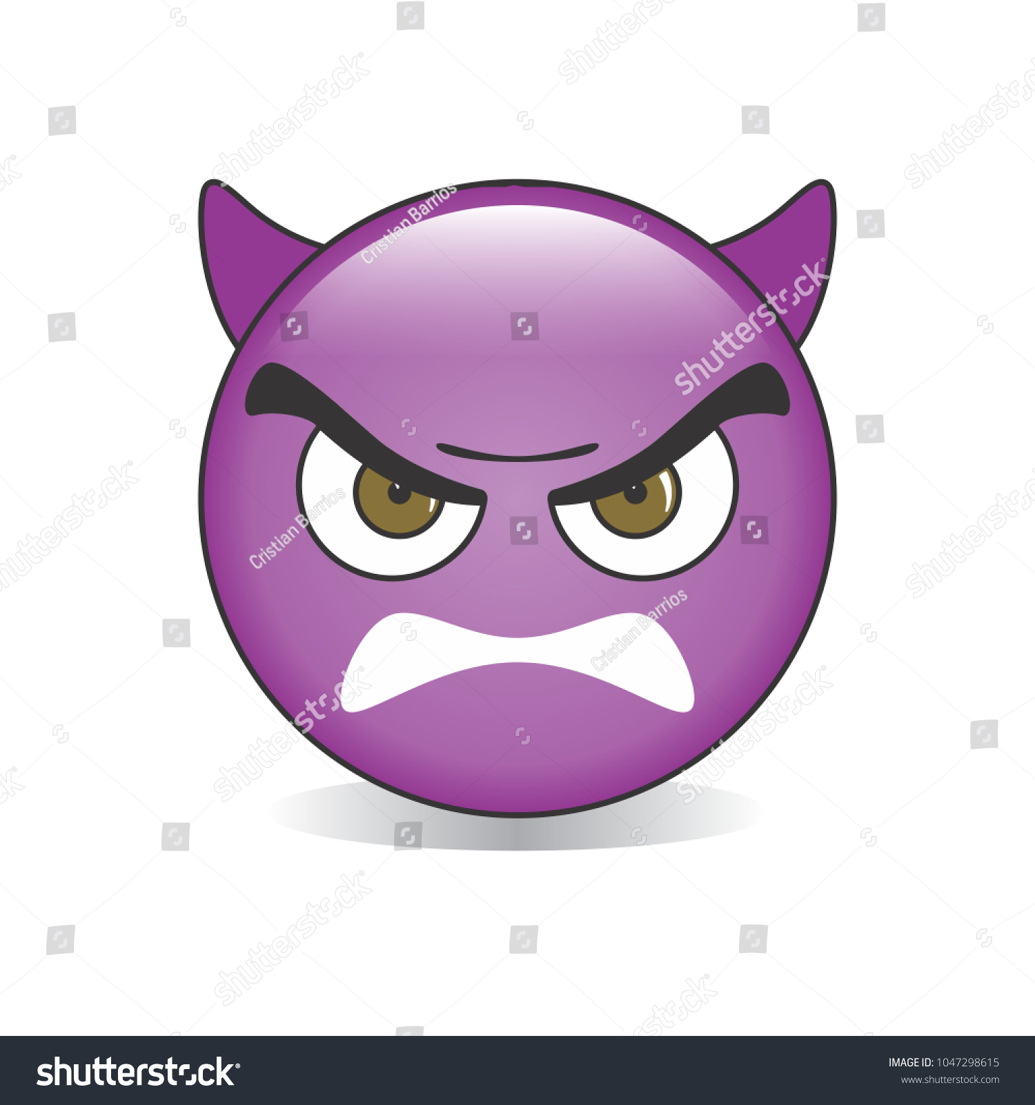 Violet Angry Devil Emoji Vector Stock Vector (Royalty Free) 1047298615