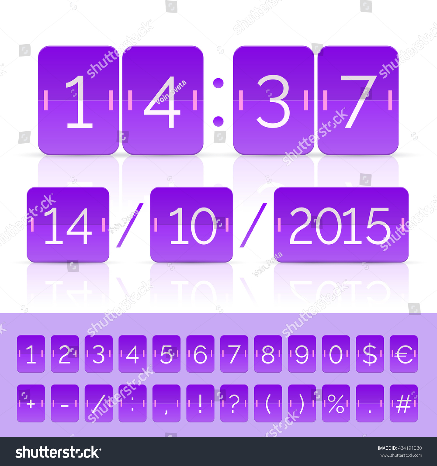 Violet Countdown Timer Scoreboard Numbers Vector Stock Vector (Royalty ...