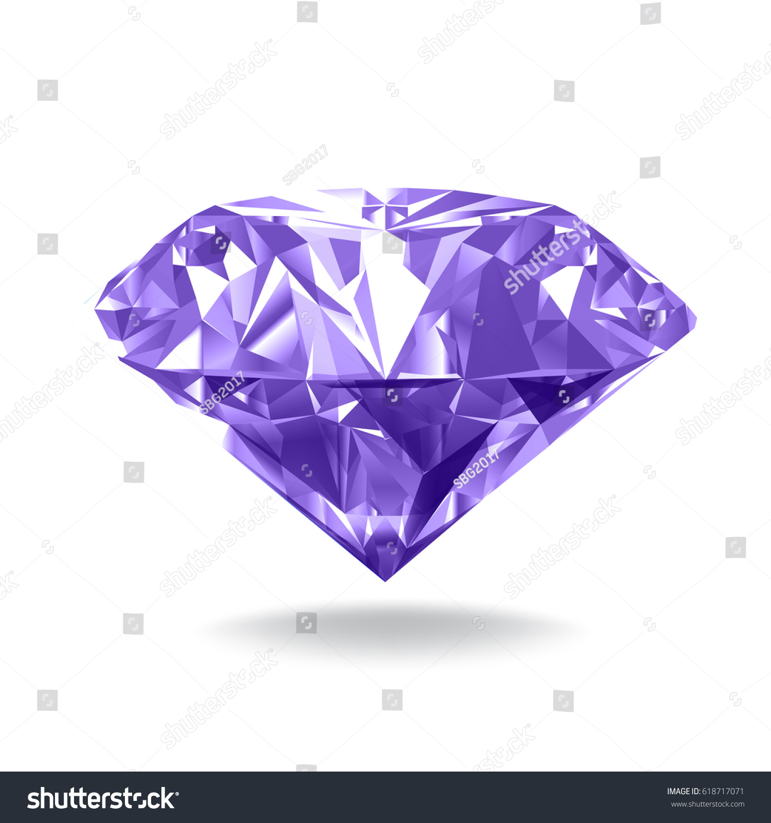 Violet Diamond Realistic Vector Illustration Stock Vector (Royalty Free ...