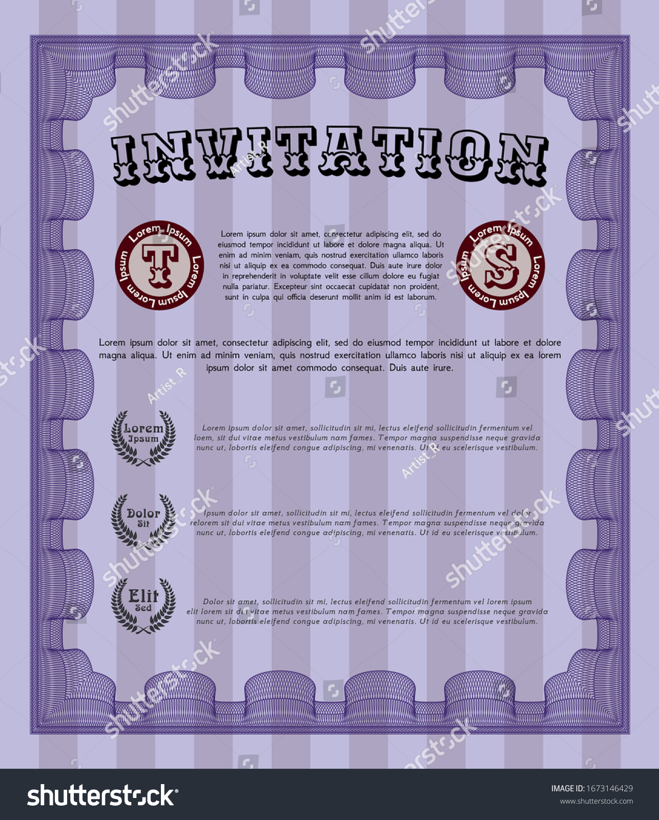 Violet Invitation Complex Linear Background Detailed Stock Vector ...
