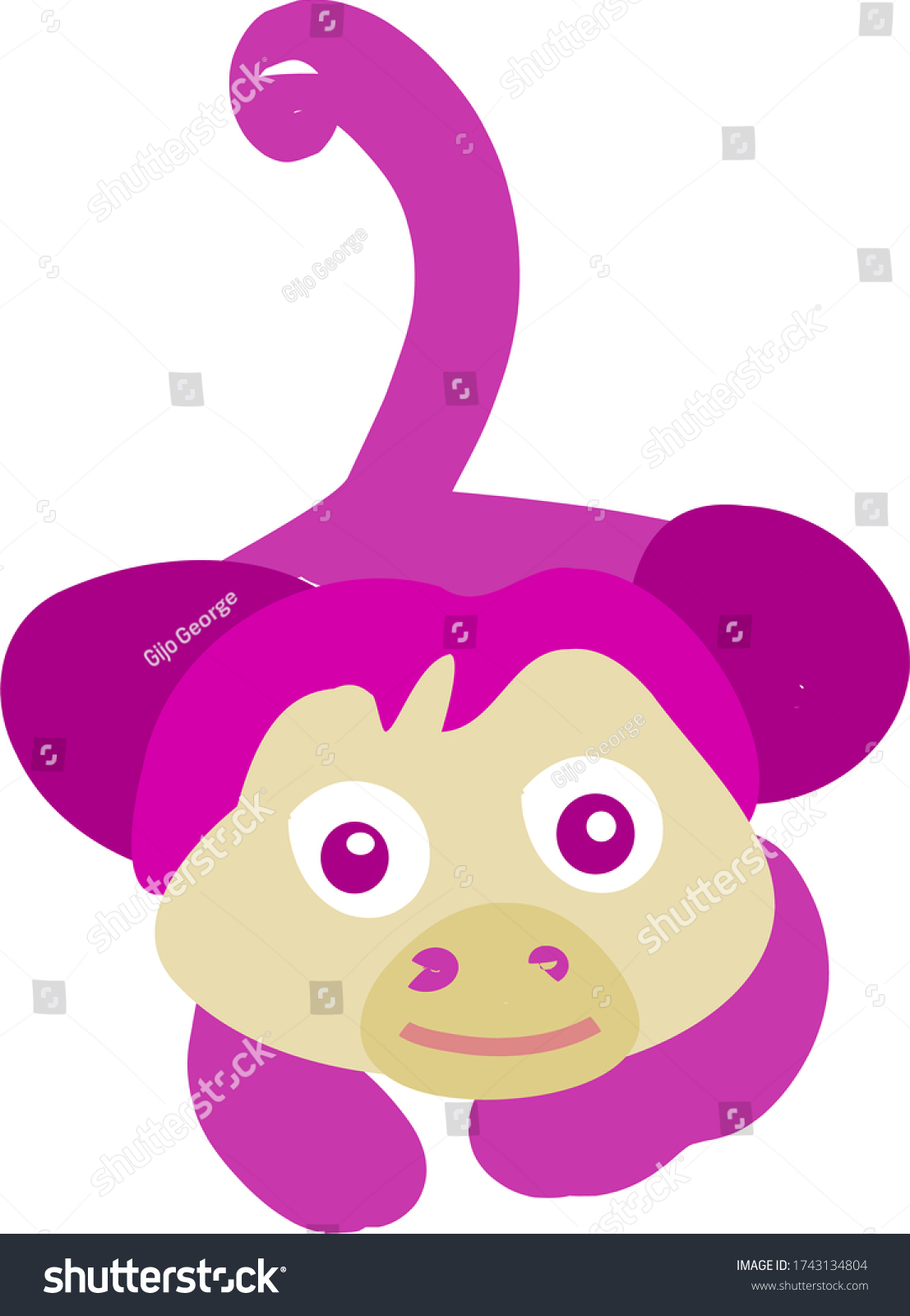 Violet Monkey Hanging Isolated Animal Vector Stock Vector (Royalty Free ...