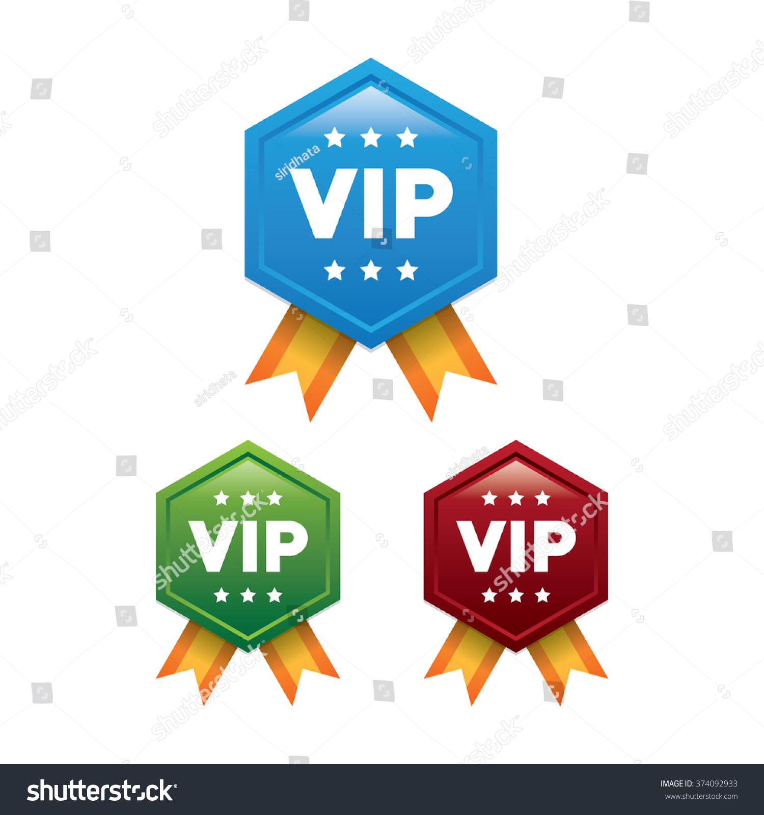 Vip Badges Ribbons Stock Vector (Royalty Free) 374092933