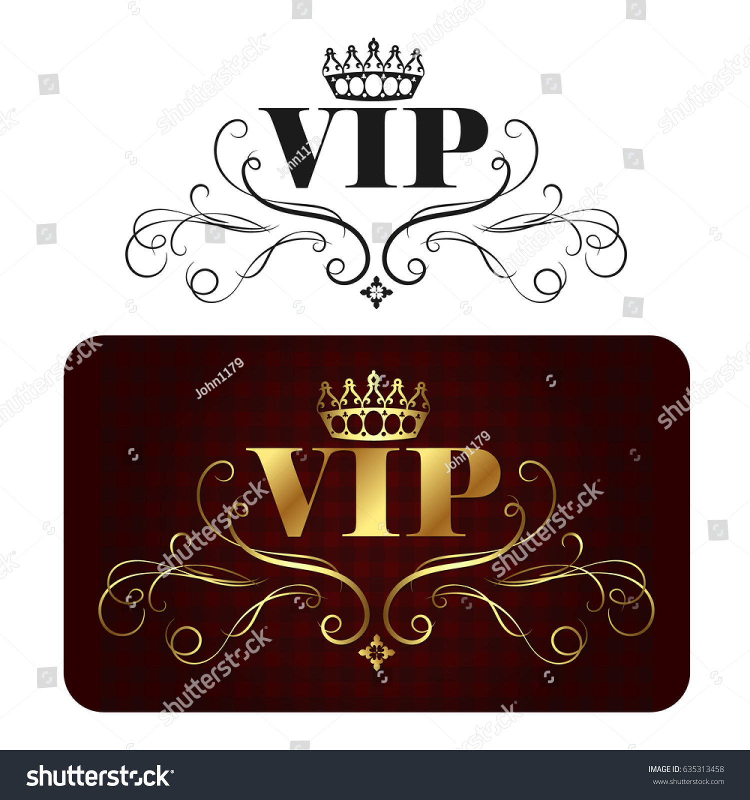 Vektor Stok Vip Card Vector Gold Crown Patterns (Tanpa Royalti ...