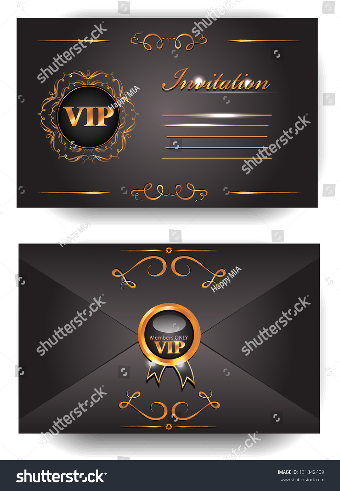 Vip Invitation Envelope Floral Pattern Stock Vector (Royalty Free ...