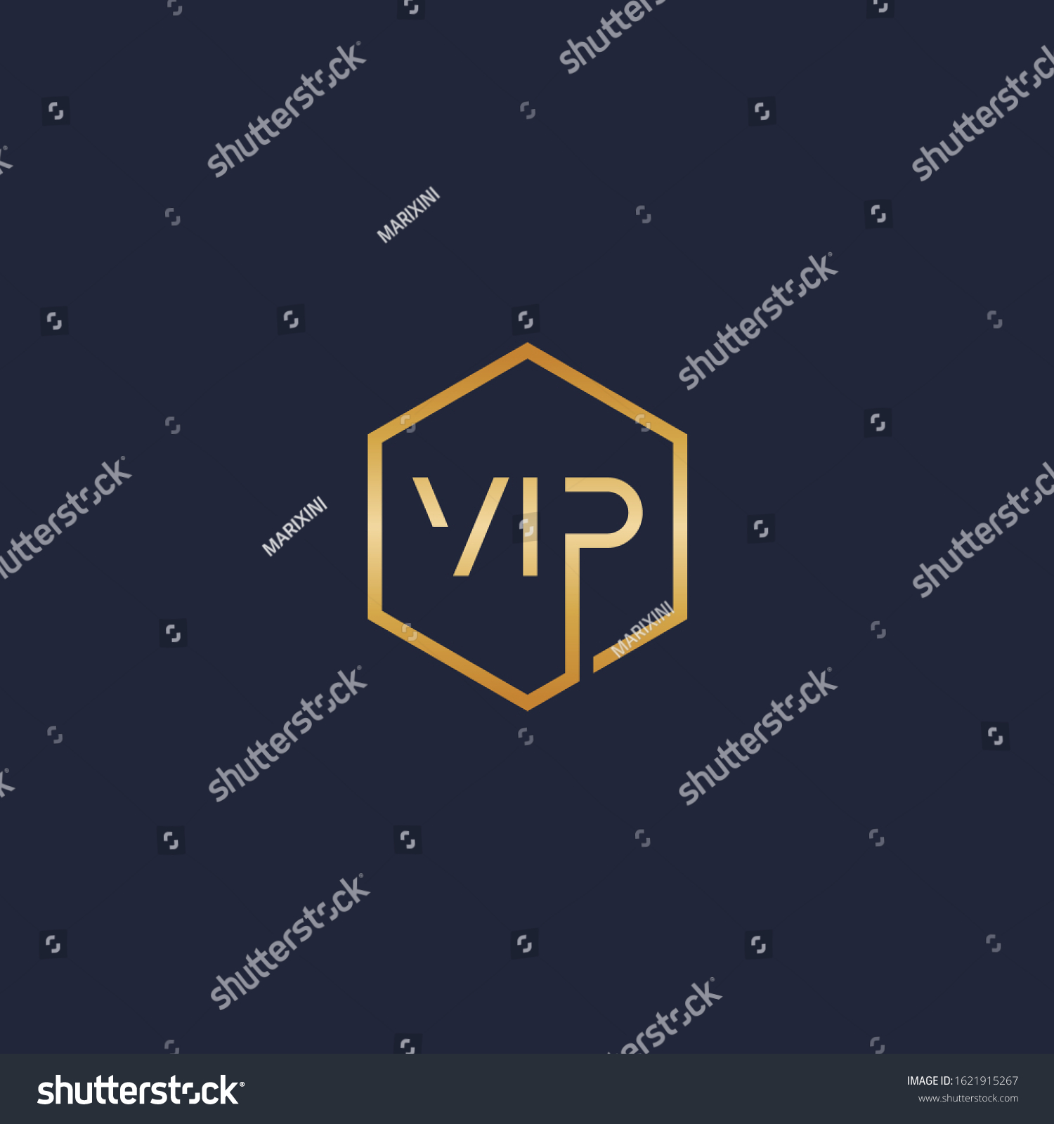 Vip Logo Inside Monoline Hexagon Shape Stock Vector (Royalty Free ...