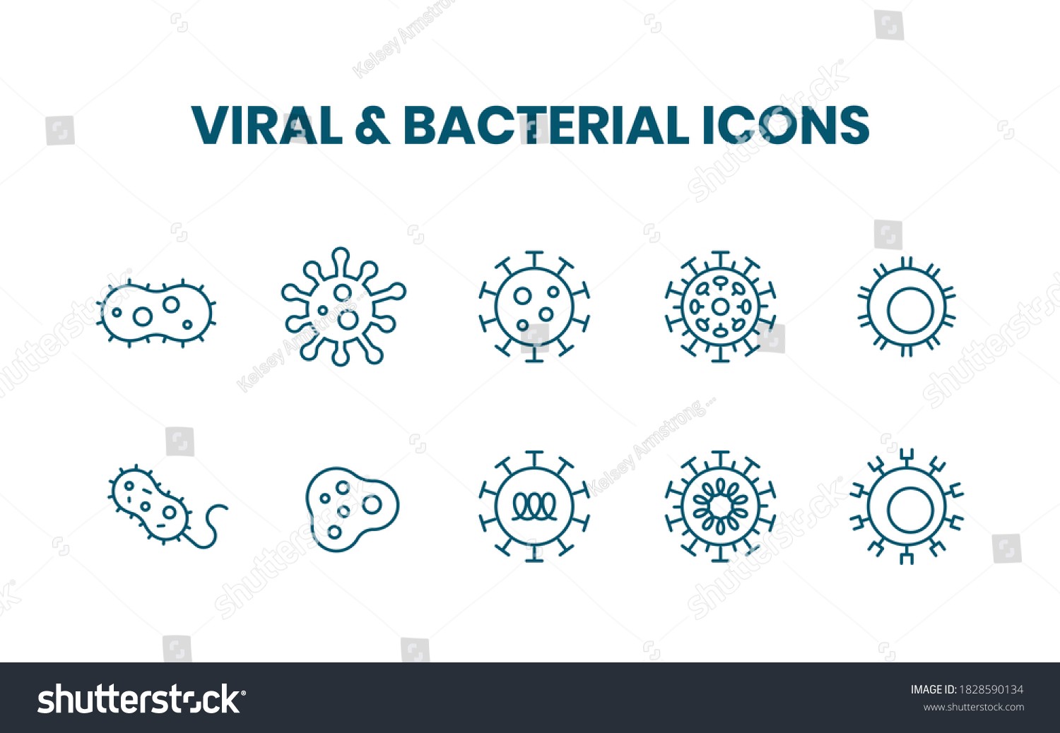 Viral Bacterial Vector Icons Stock Vector (Royalty Free) 1828590134