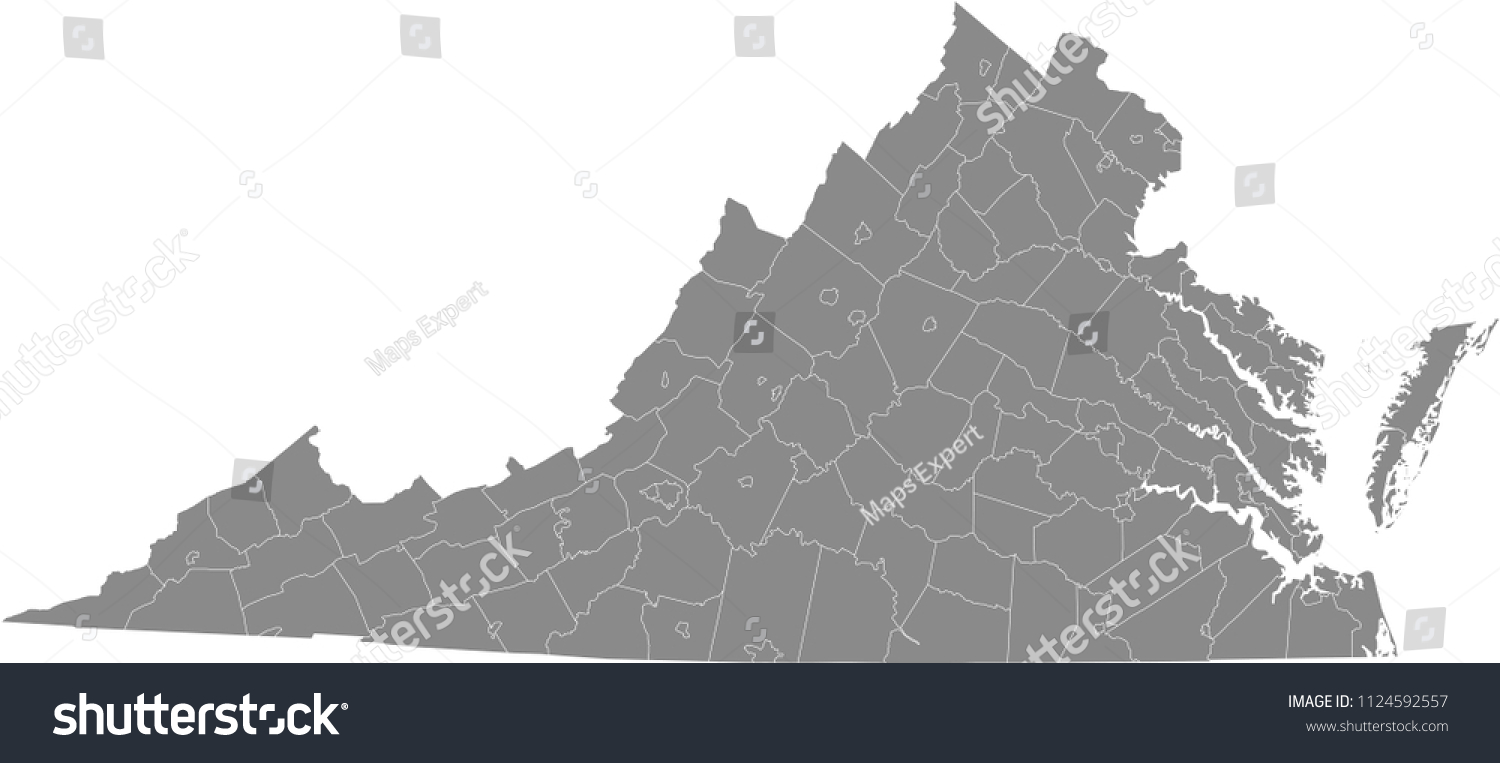 Virginia Counties Map Vector Outline Gray Stock Vector (Royalty Free ...