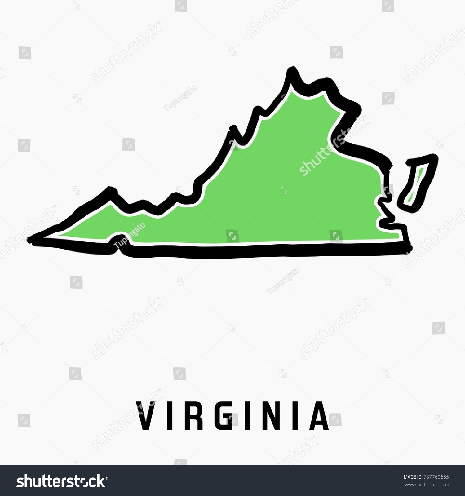 Virginia Map Outline Smooth Simplified Us Stock Vector (Royalty Free ...