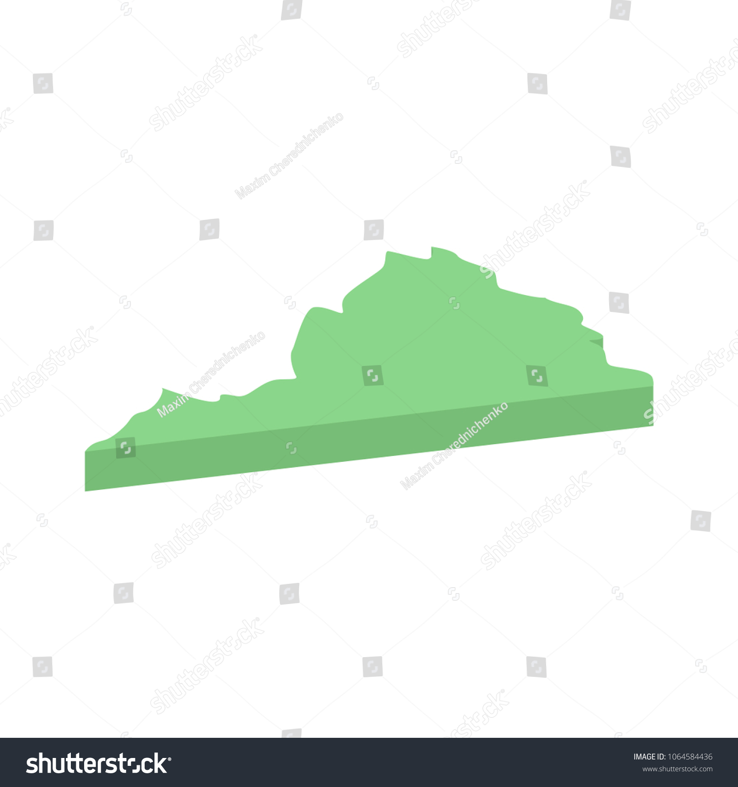 Virginia State Usa Isometric Map Stock Vector (Royalty Free) 1064584436 ...