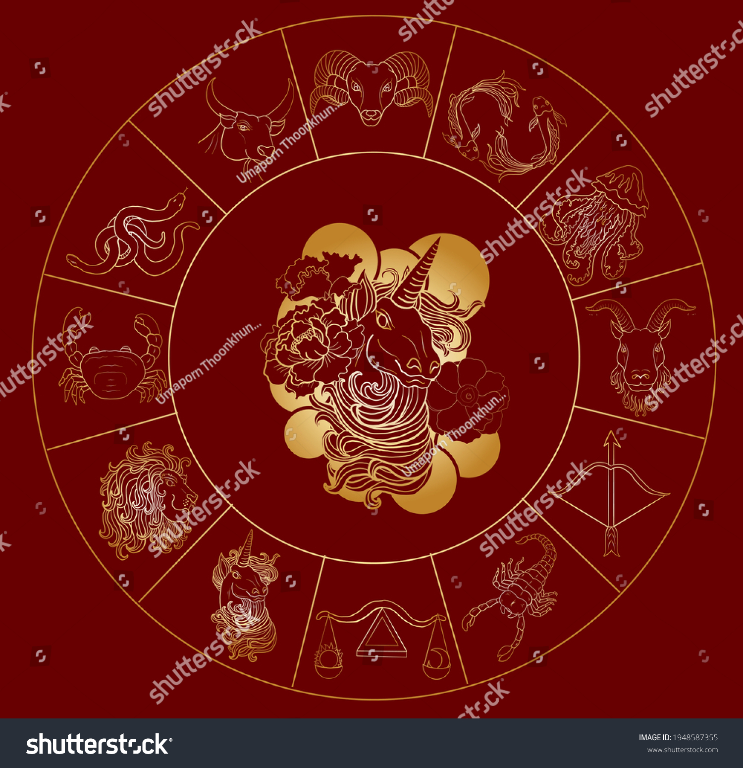 Virgo Astrology Designhoroscope Circle Signs Zodiac Stock Vector