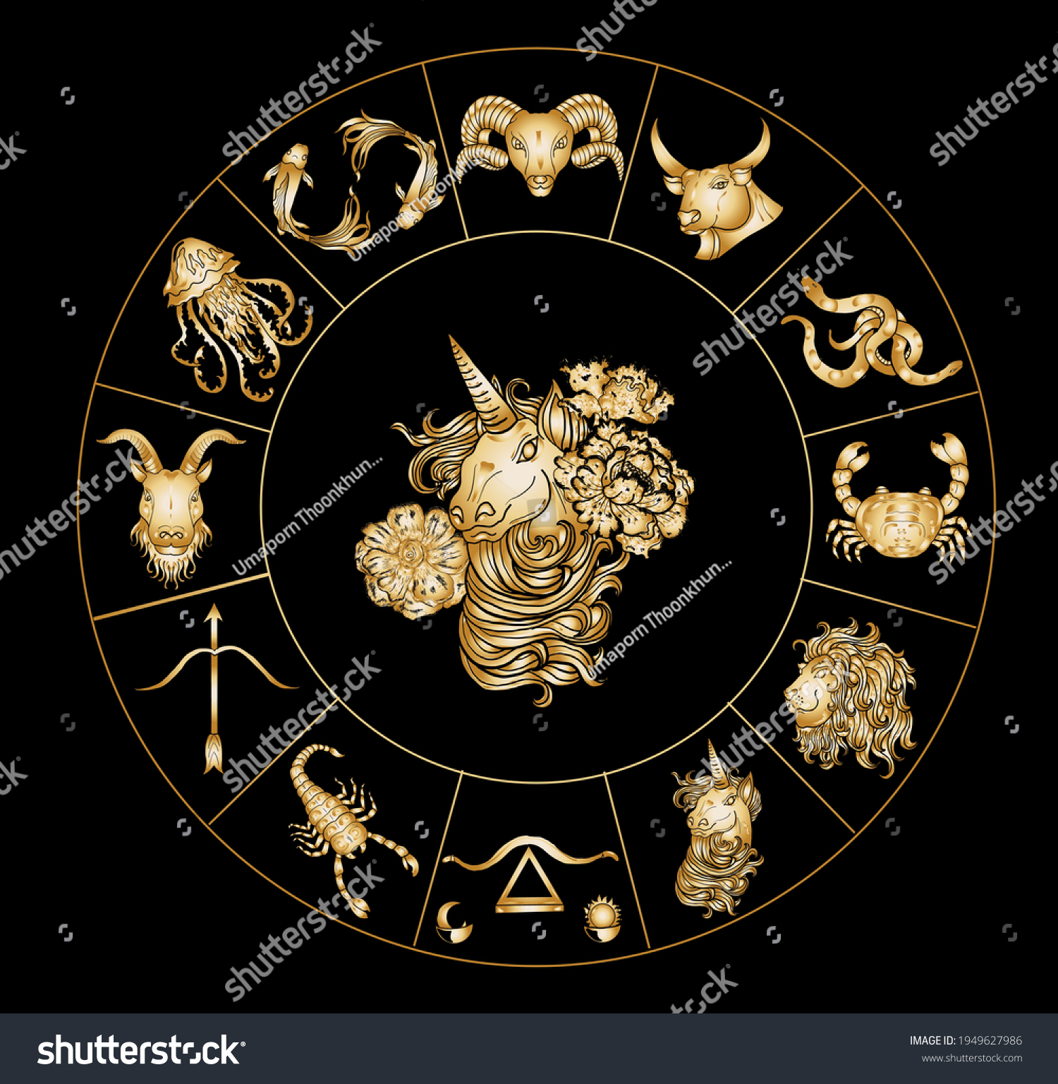 Virgo Astrology Designhoroscope Circle Signs Zodiac Stock Vector