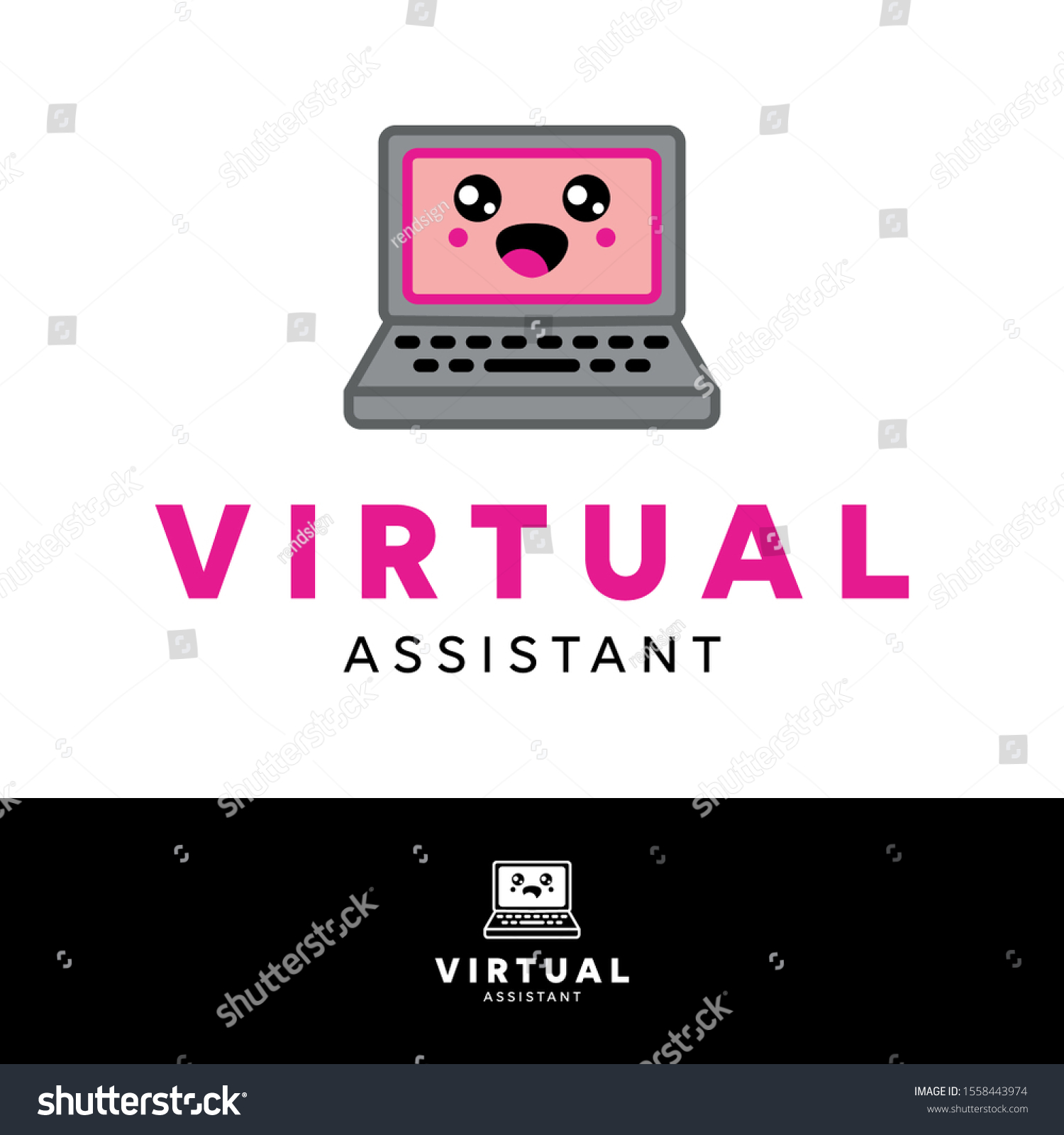 Virtual Assistant Logo Template Cartoon Style Stock Vector (Royalty ...