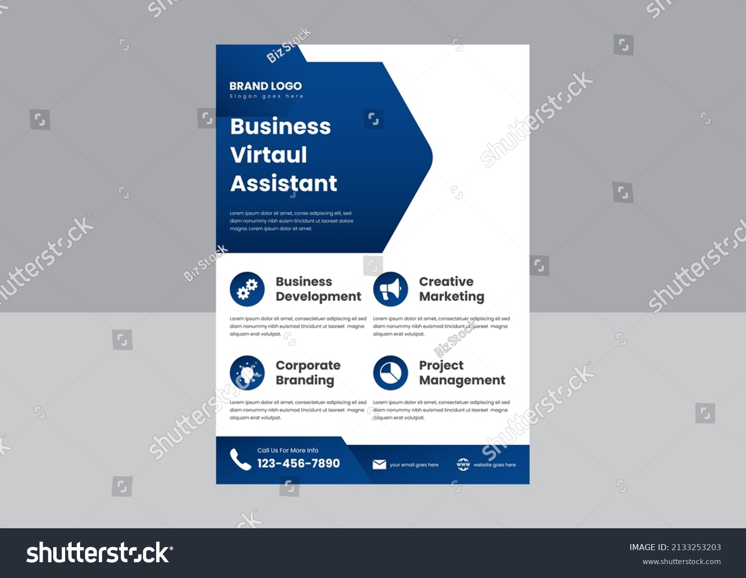 Virtual Assistant Service Poster Leaflet Design Stock Vector (Royalty ...