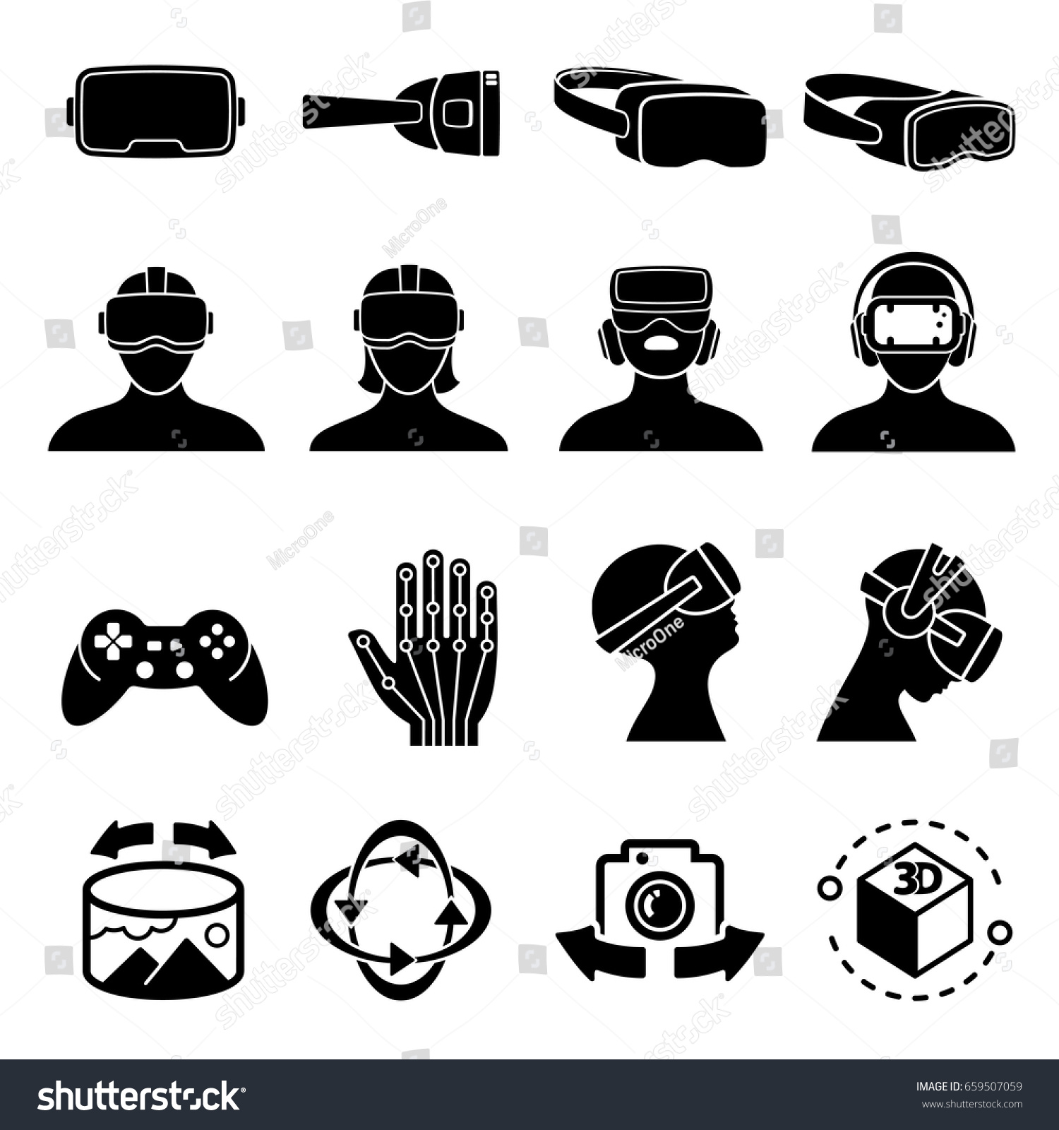 Virtual Reality Headset Glasses Vector Icons 스톡 벡터(로열티 프리) 659507059 ...