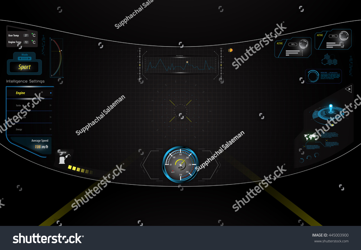Vektor Stok Virtual Reality Hud Ui Interface Design (Tanpa Royalti ...