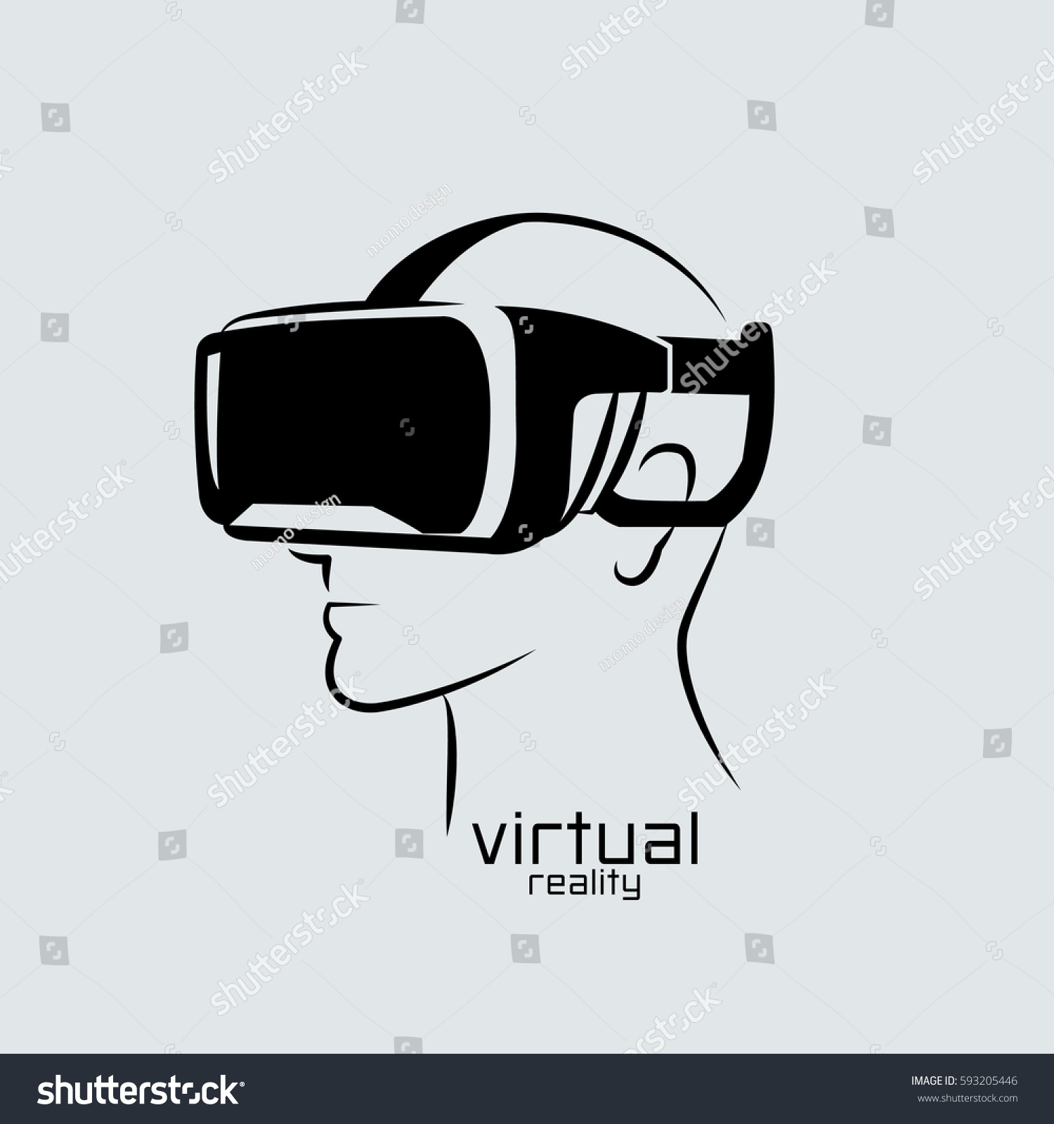 Logotipo de realidad virtual, diseño plano,: vector de stock (libre de ...