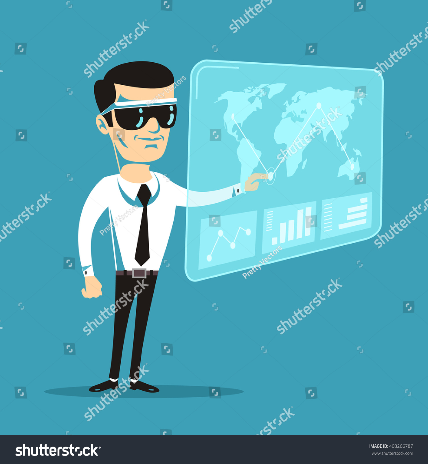 Virtual Reality Vector Flat Cartoon Illustration 스톡 벡터(로열티 프리 ...
