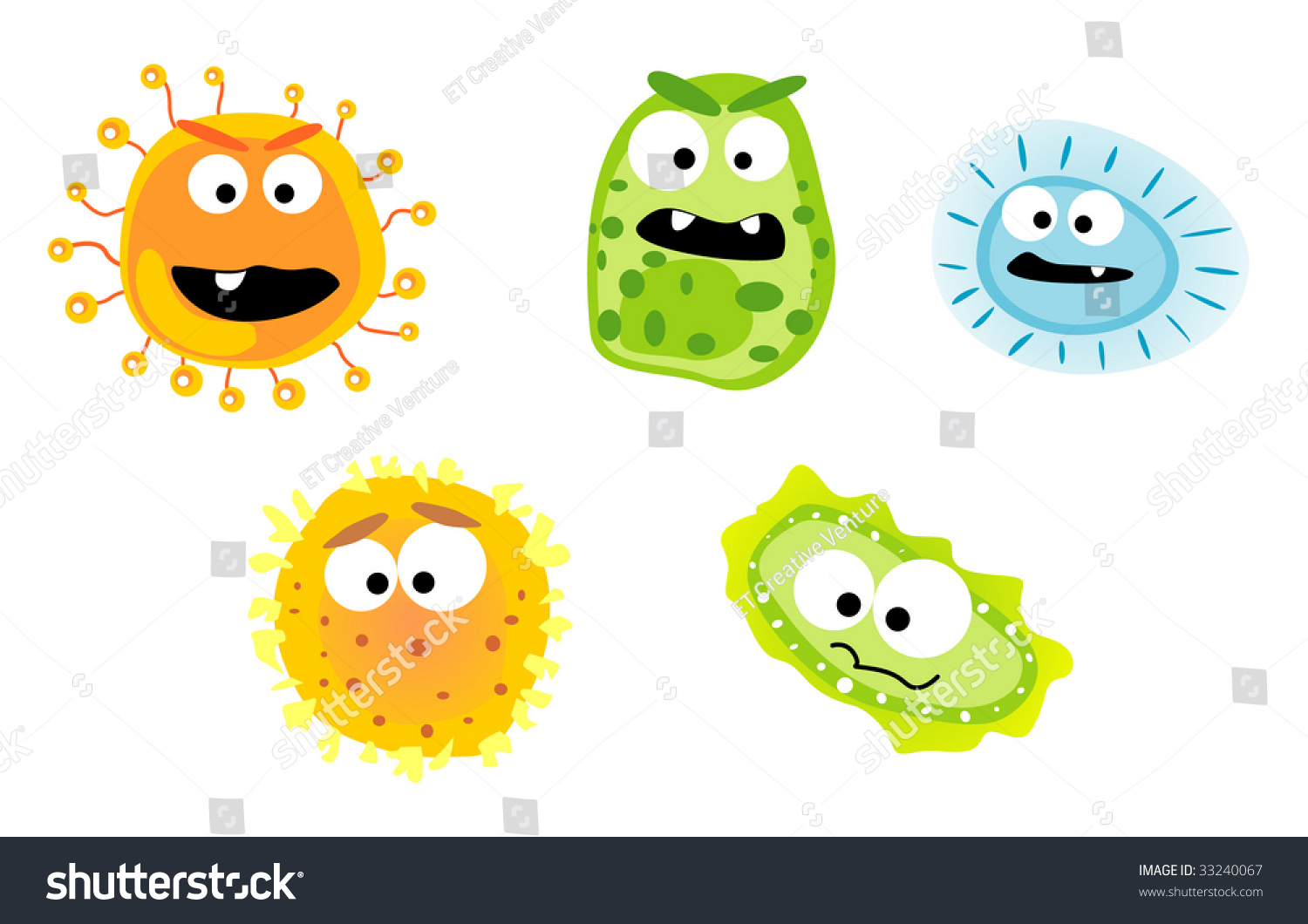 Viruses Cartoon Vector: vector de stock (libre de regalías) 33240067 ...