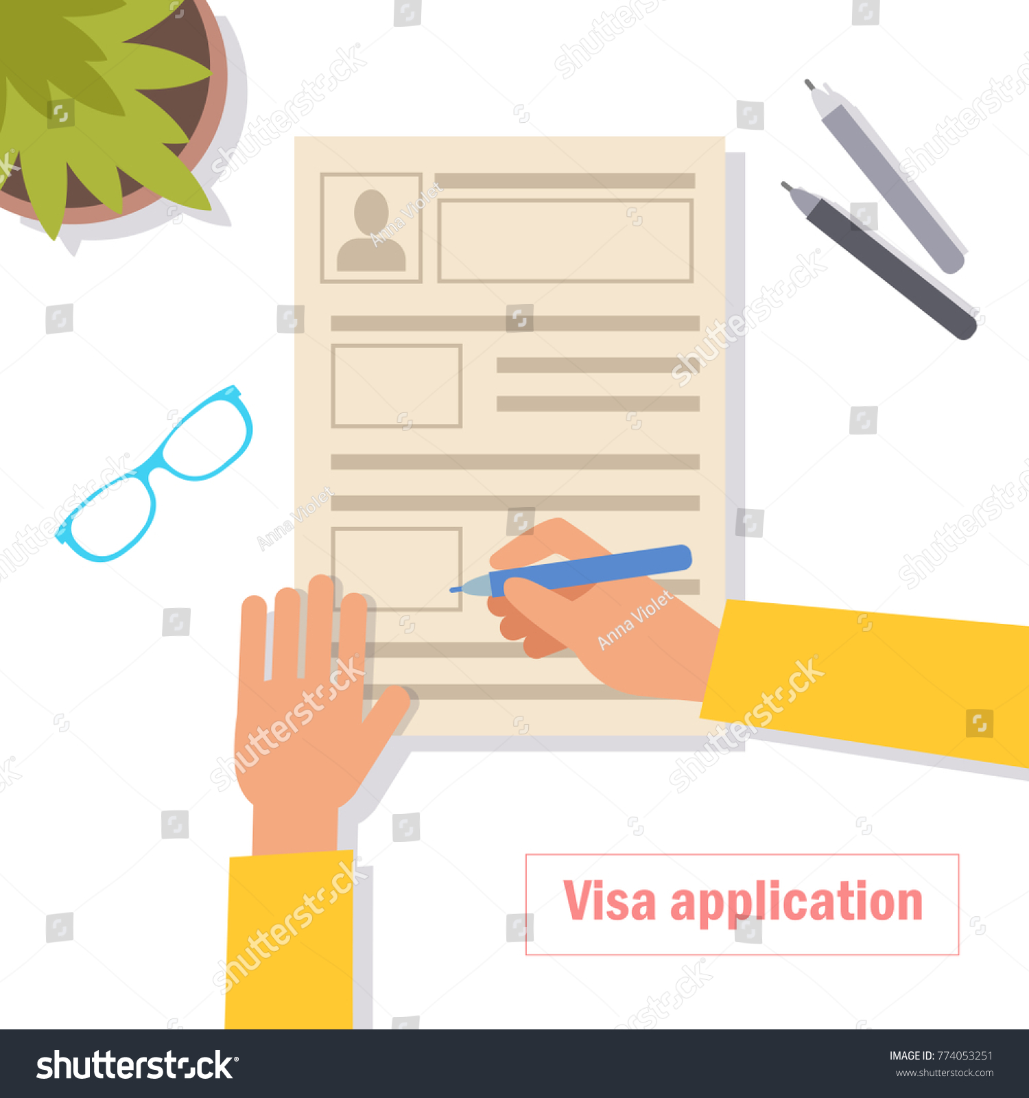 Visa Application Vector Cartoon Isolated Art: เวกเตอร์สต็อก (ปลอดค่า ...