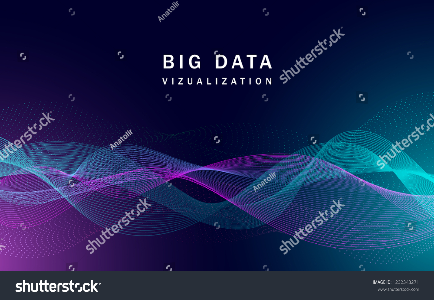 Visualization Big Data Technological Banner Realistic: เวกเตอร์สต็อก ...
