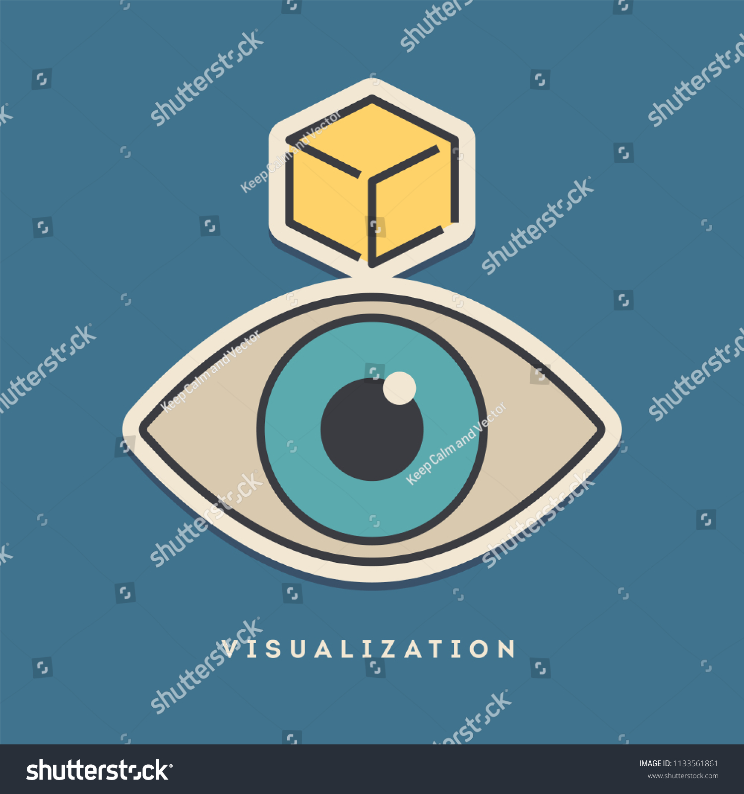 Visualization Sticker Thin Line Flat Design Stock Vector (Royalty Free ...