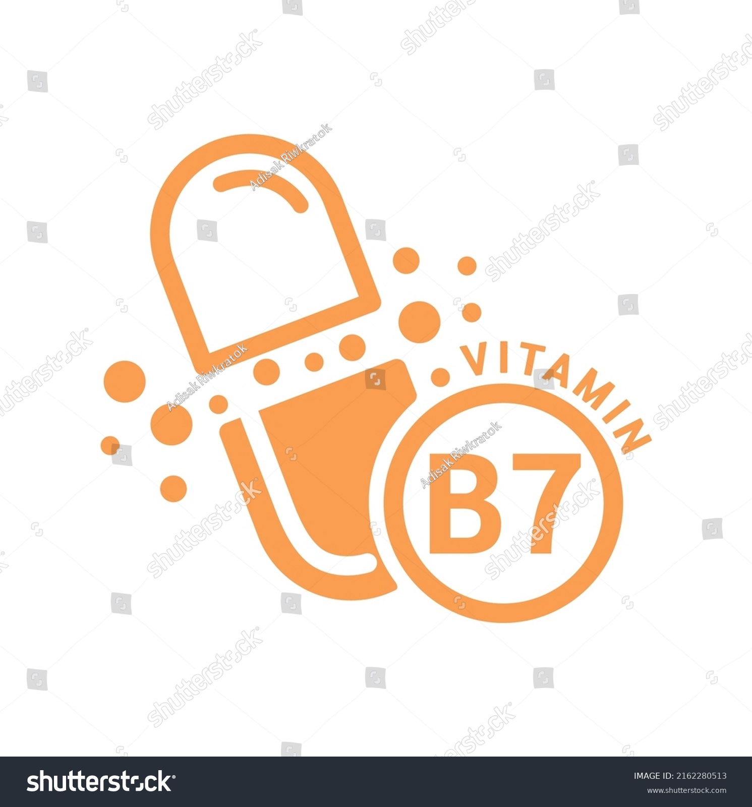 Vitamin B7 Icon Orange Capsule Form Stock Vector (Royalty Free ...