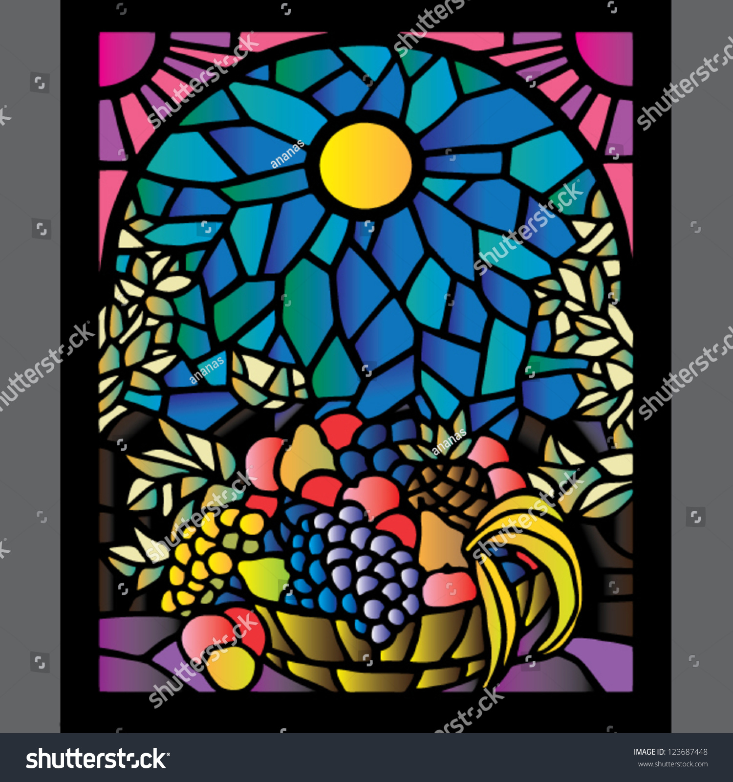 Vivid Stained Glass Window Stock Vector (Royalty Free) 123687448